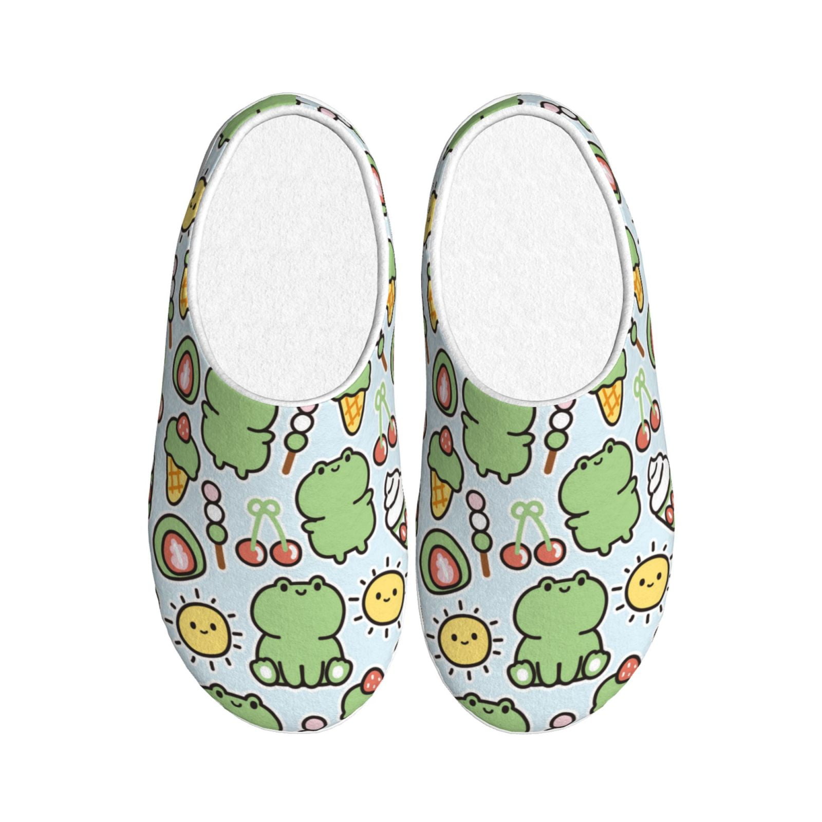 Balery Frog With Sweet Pattern Women's Fuzzy Memory Foam Slippers ...