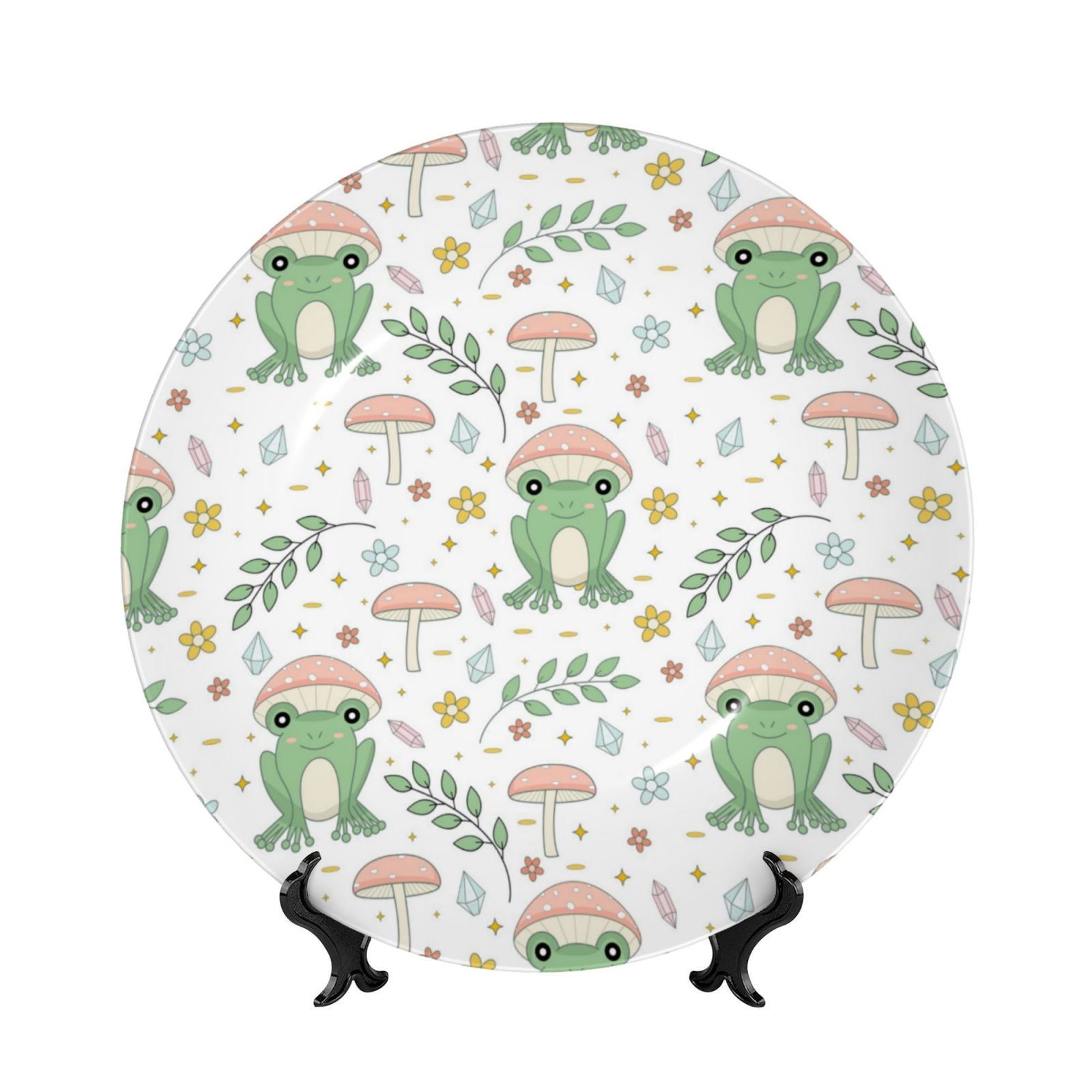 Balery Frog and Mushrooms Print Bone China Decorative Plate Ceramic ...