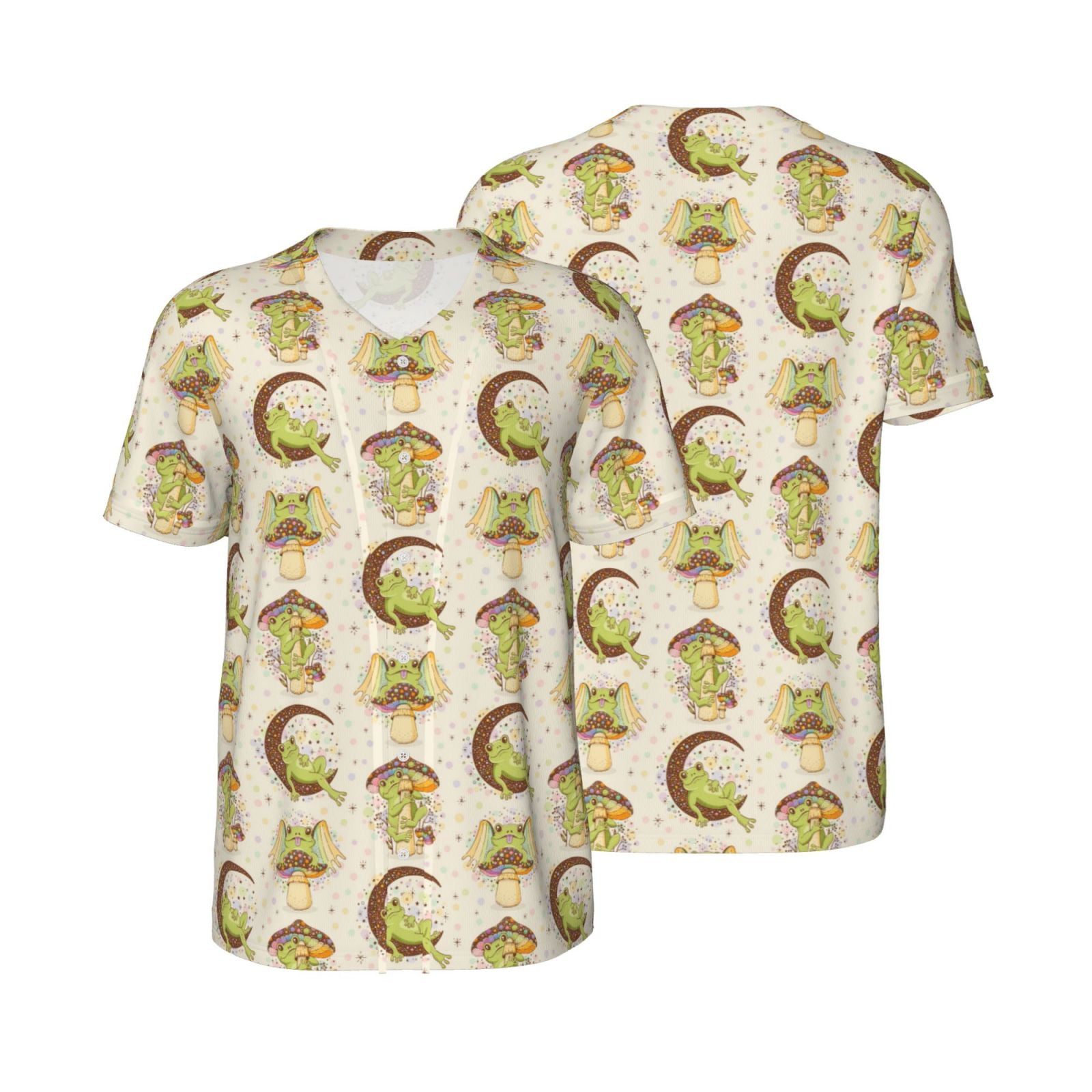 Balery Frogs Baseball Jersey for Men Casual Button Down Shirts Short ...
