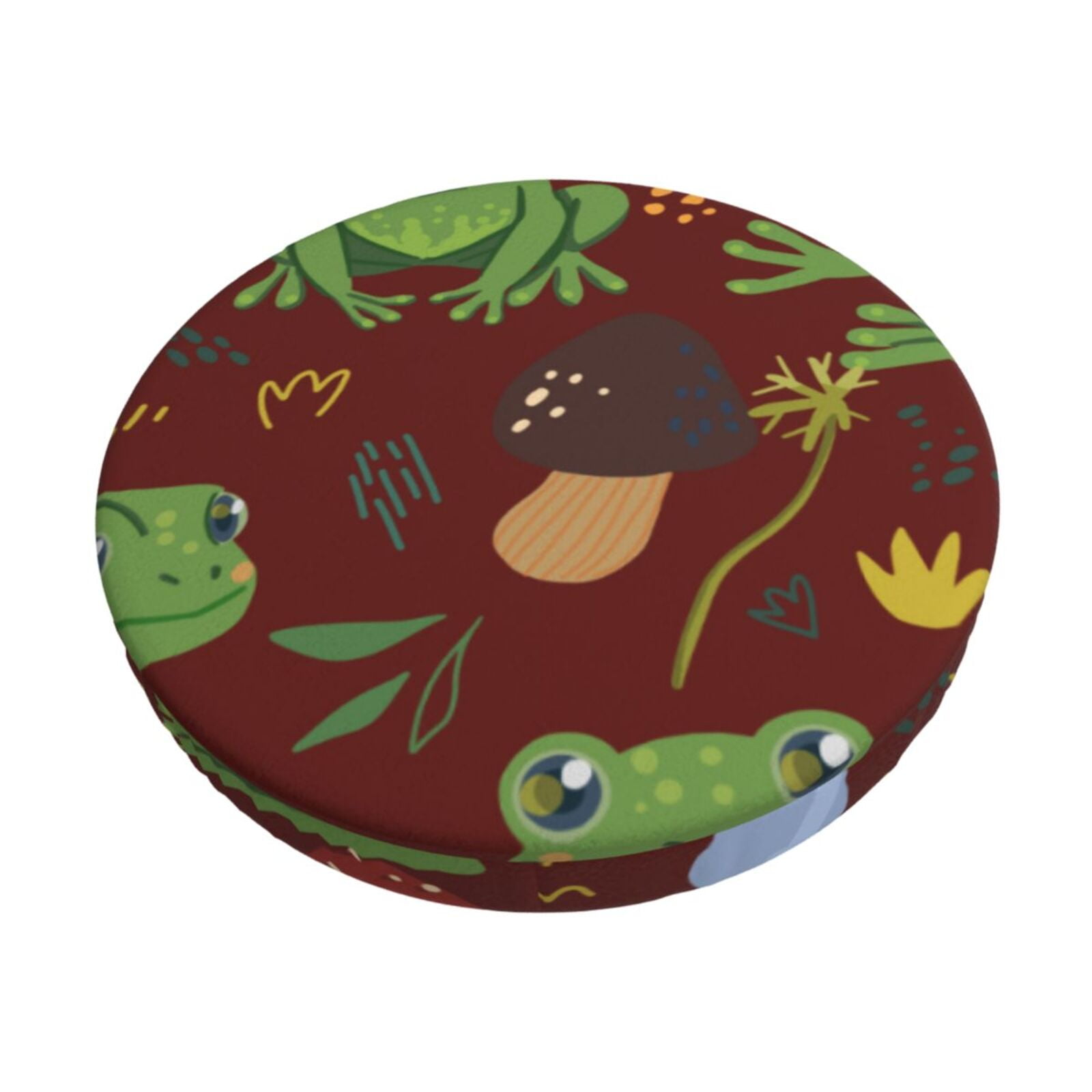Balery Frogs and Mushrooms Round Bar Stool Seat Covers Velvet Fabric ...