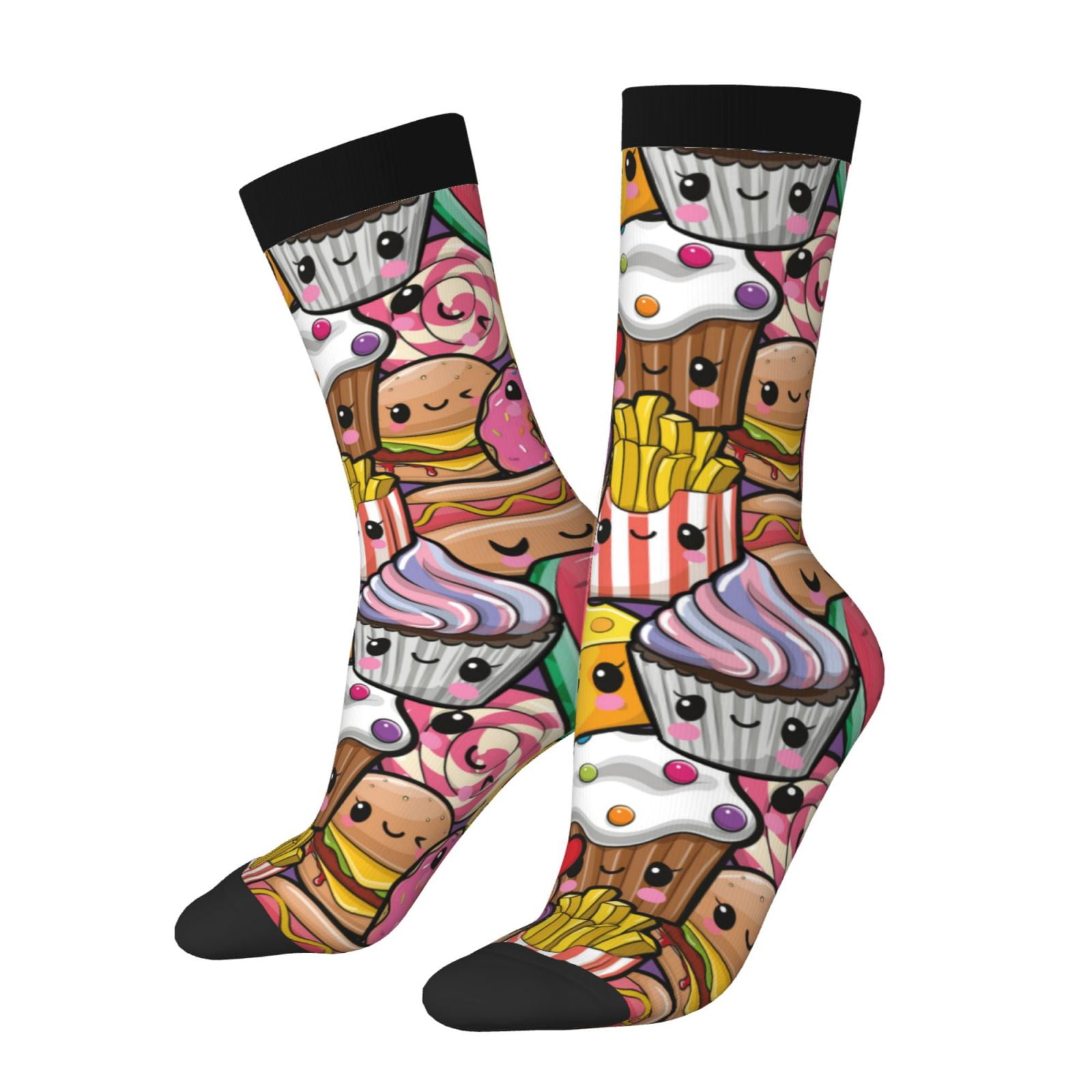 Balery Fruit-Flavored Ice-Cream Pattern Crew Socks Unisex– Soft ...