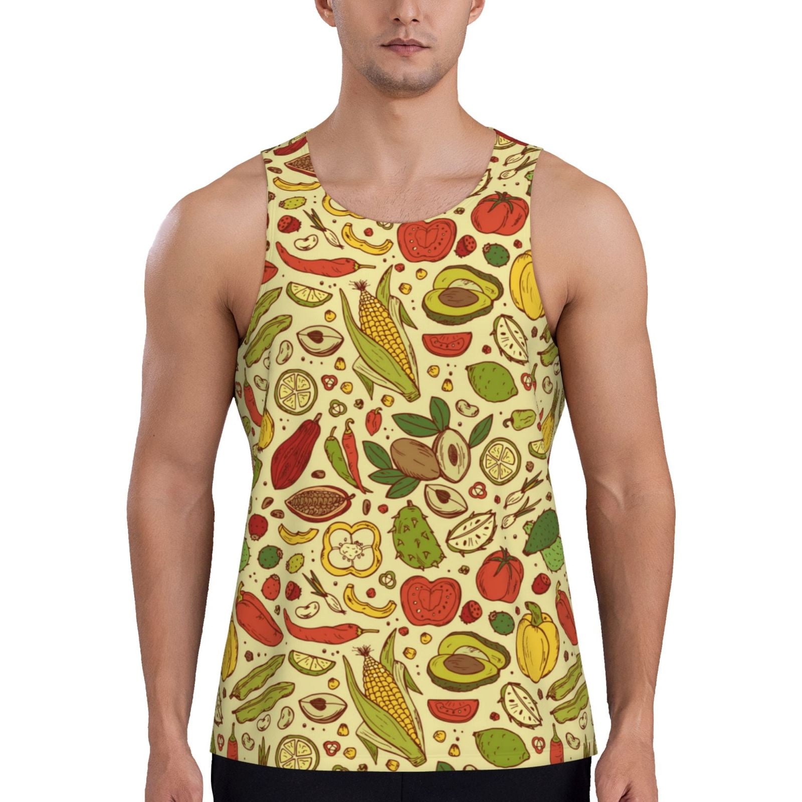 Balery Fruits And Vegetables Pattern Men's Workout Tank Top Gym Muscle ...