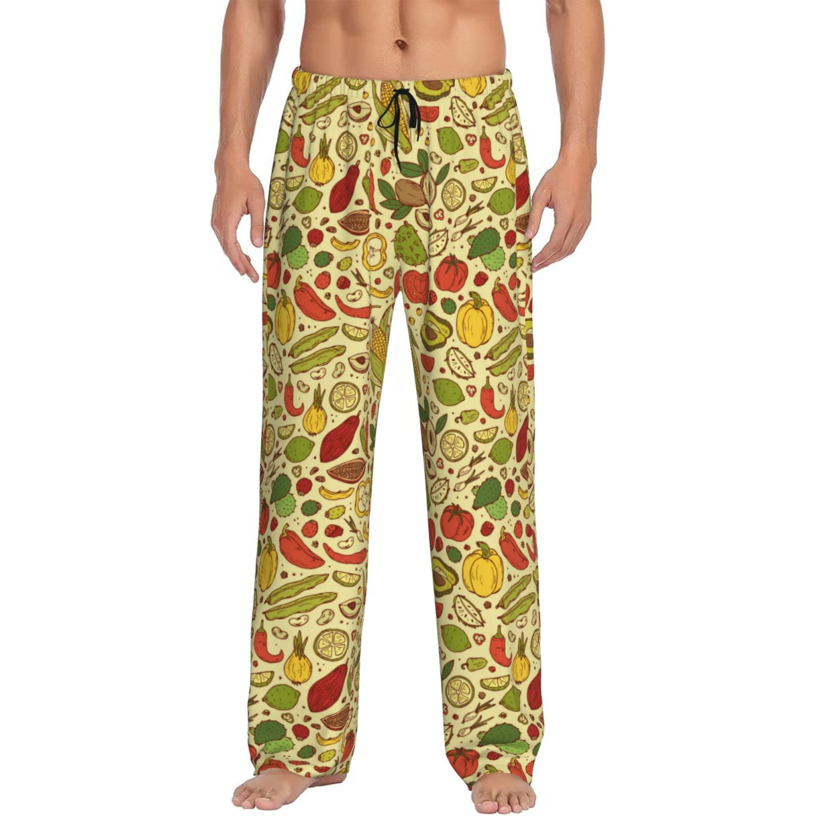 Balery Fruits And Vegetables print Men's Pajama Pants,Ultra Lightweight ...