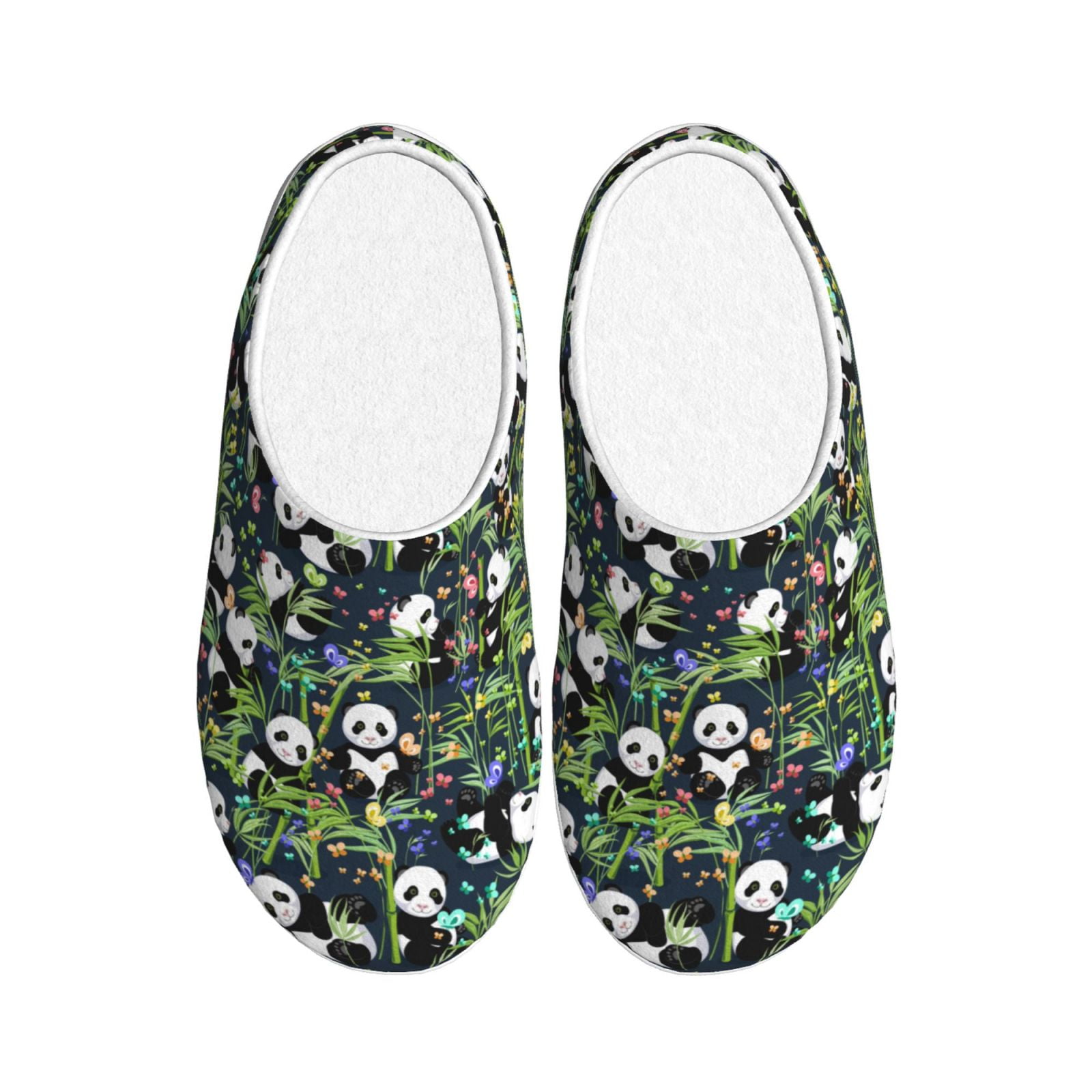 Balery Fun Panda Playing With Bamboo Leaves Pattern Women's Fuzzy ...