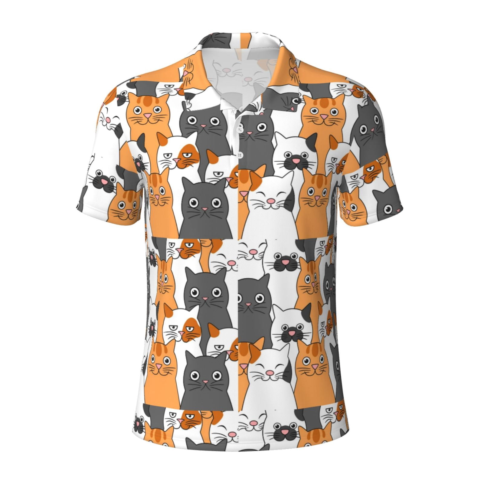 Balery Funny Cats Printed Men’s Short Sleeve Polo Shirt, Midweight Men ...