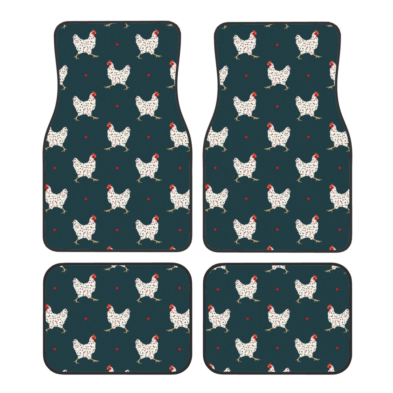 Balery Funny Chicken Pattern 4-Piece Floor Mats, Heavy-Duty Rubber ...