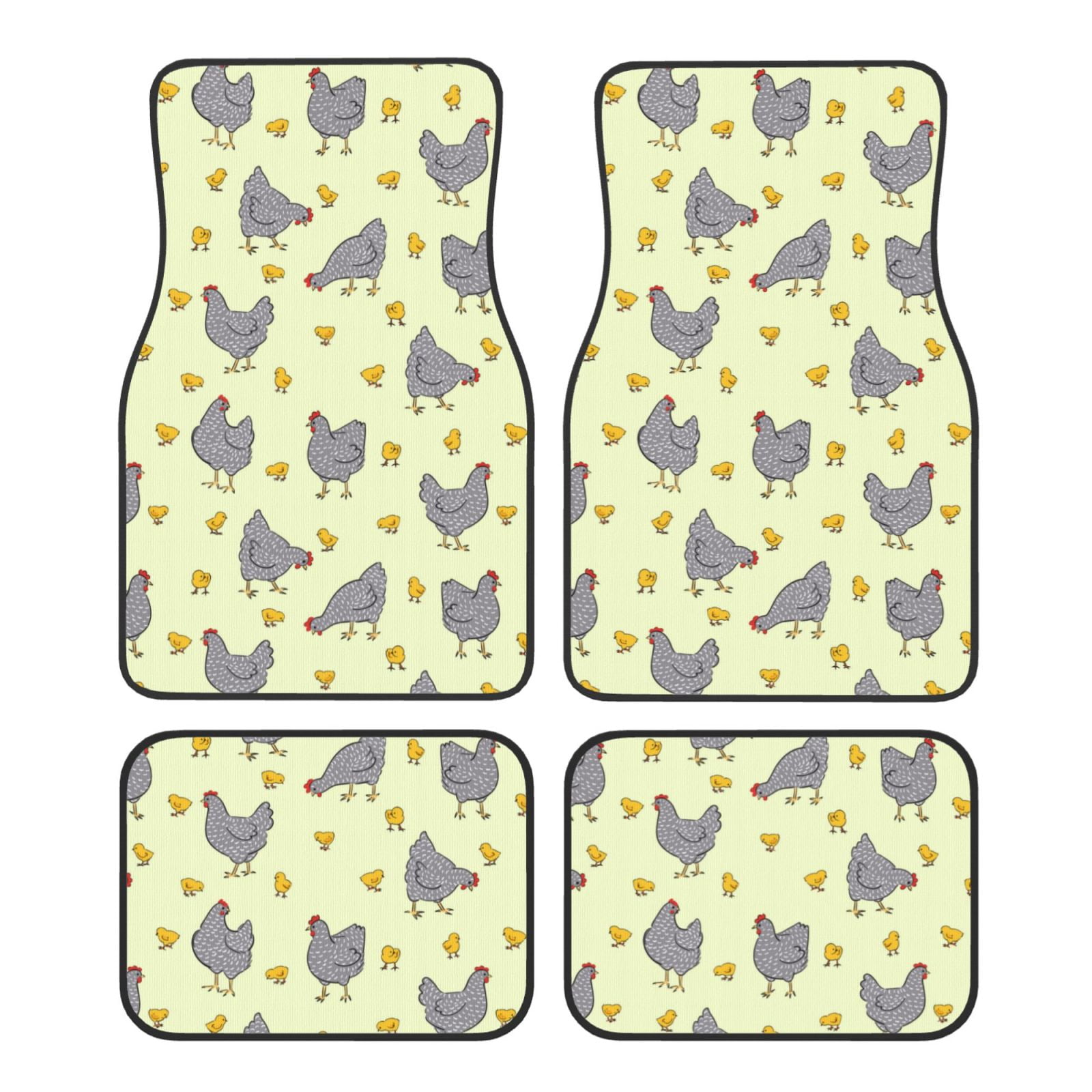 Balery Funny Chicken Pattern 4-Piece Floor Mats, Heavy-Duty Rubber ...