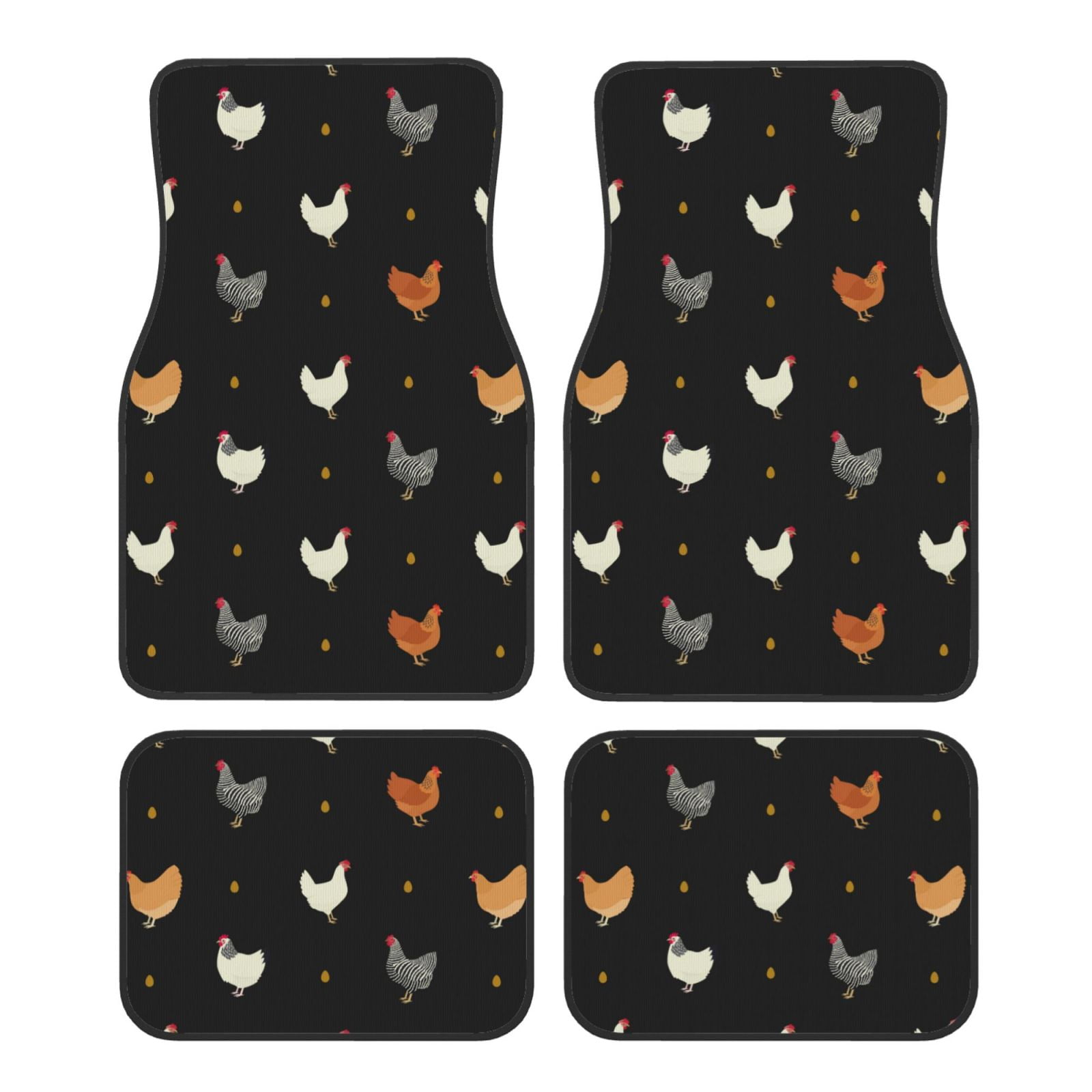 Balery Funny Chicken Pattern 4-Piece Floor Mats, Heavy-Duty Rubber ...