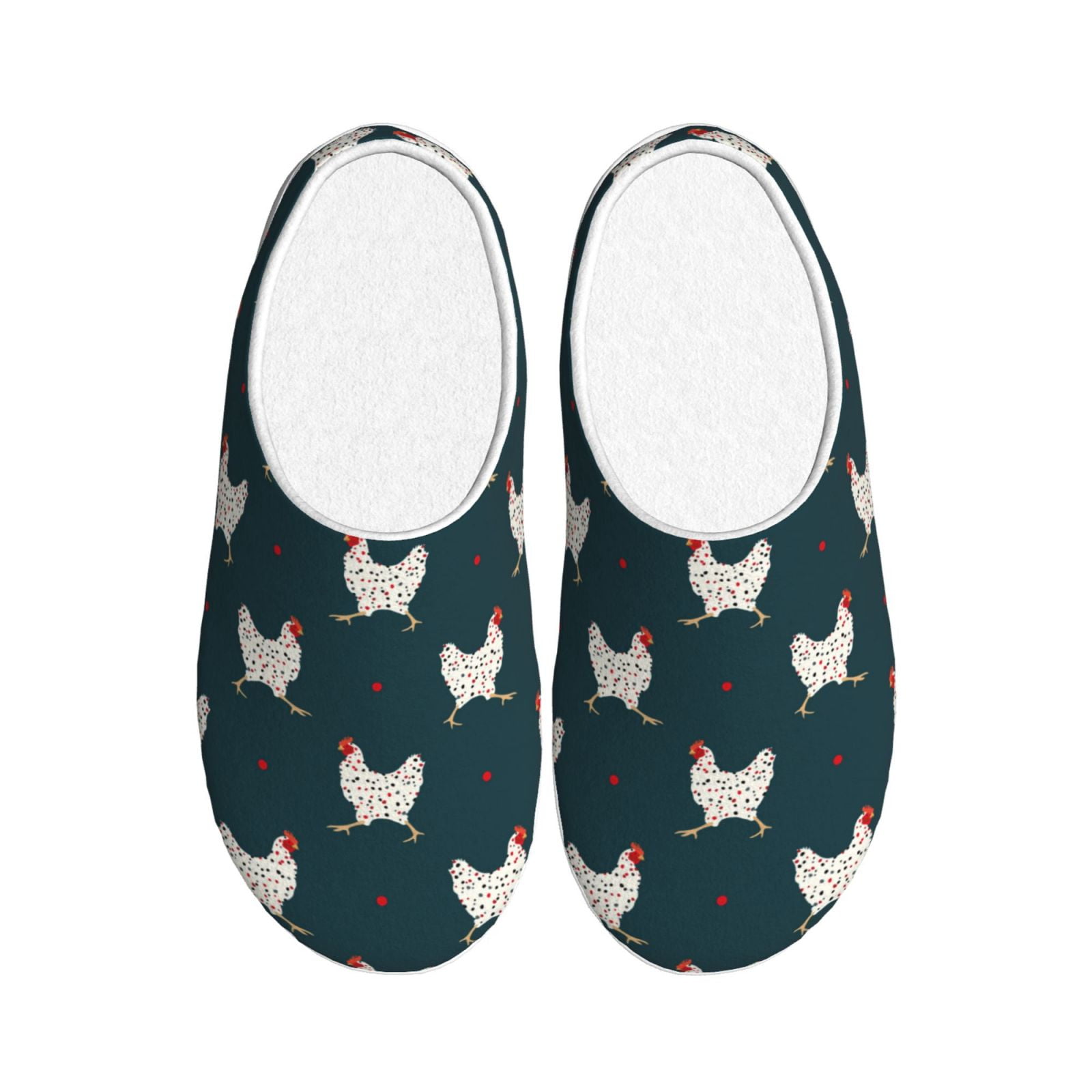 Balery Funny Chicken Pattern Women's Fuzzy Memory Foam Slippers Fluffy ...
