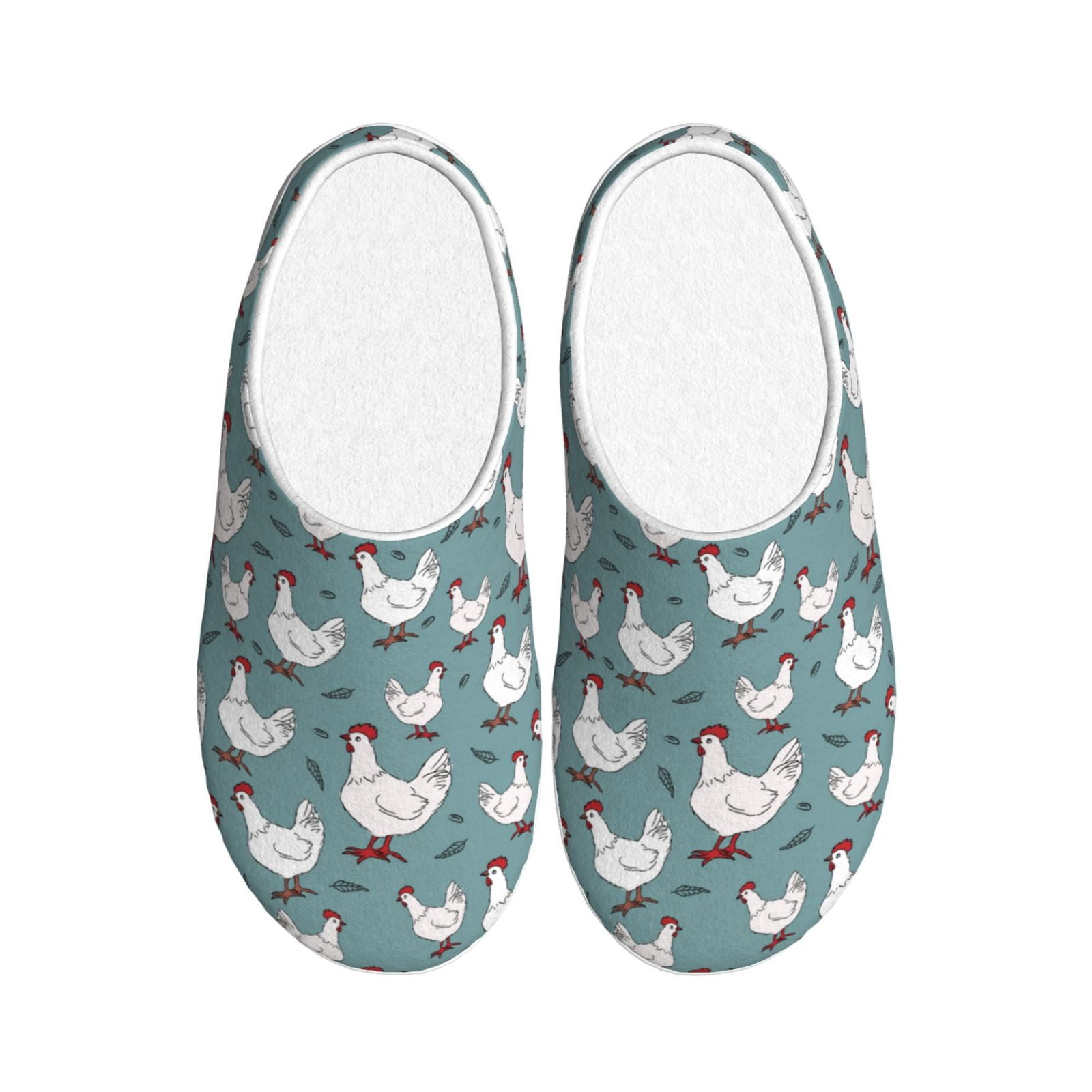 Balery Funny Chicken Pattern Women's Fuzzy Memory Foam Slippers Fluffy ...