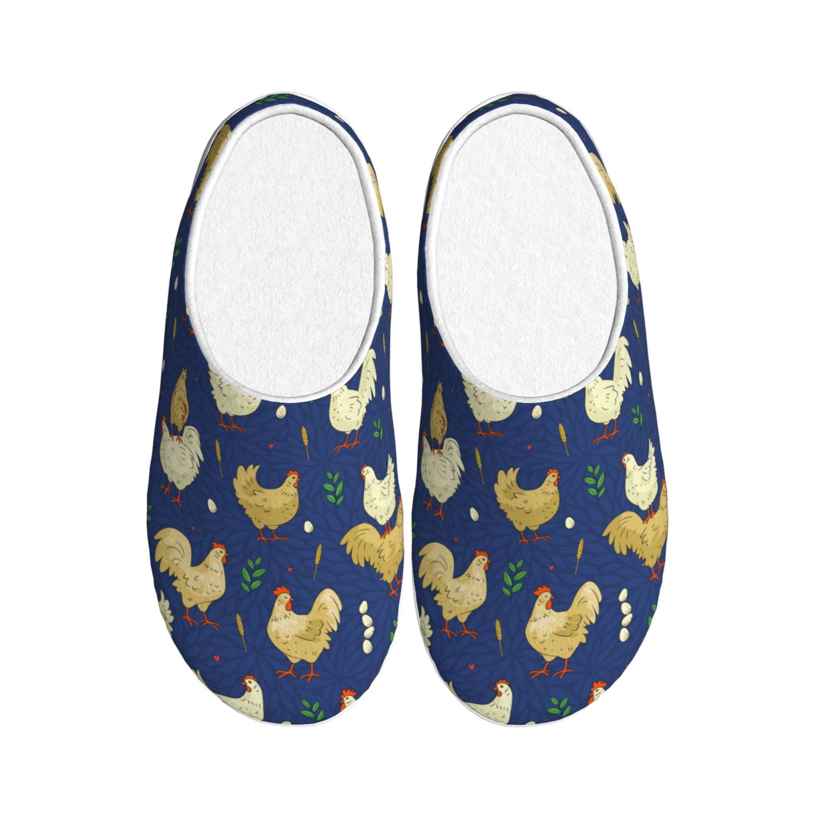 Balery Funny Chicken Pattern Women's Fuzzy Memory Foam Slippers Fluffy ...