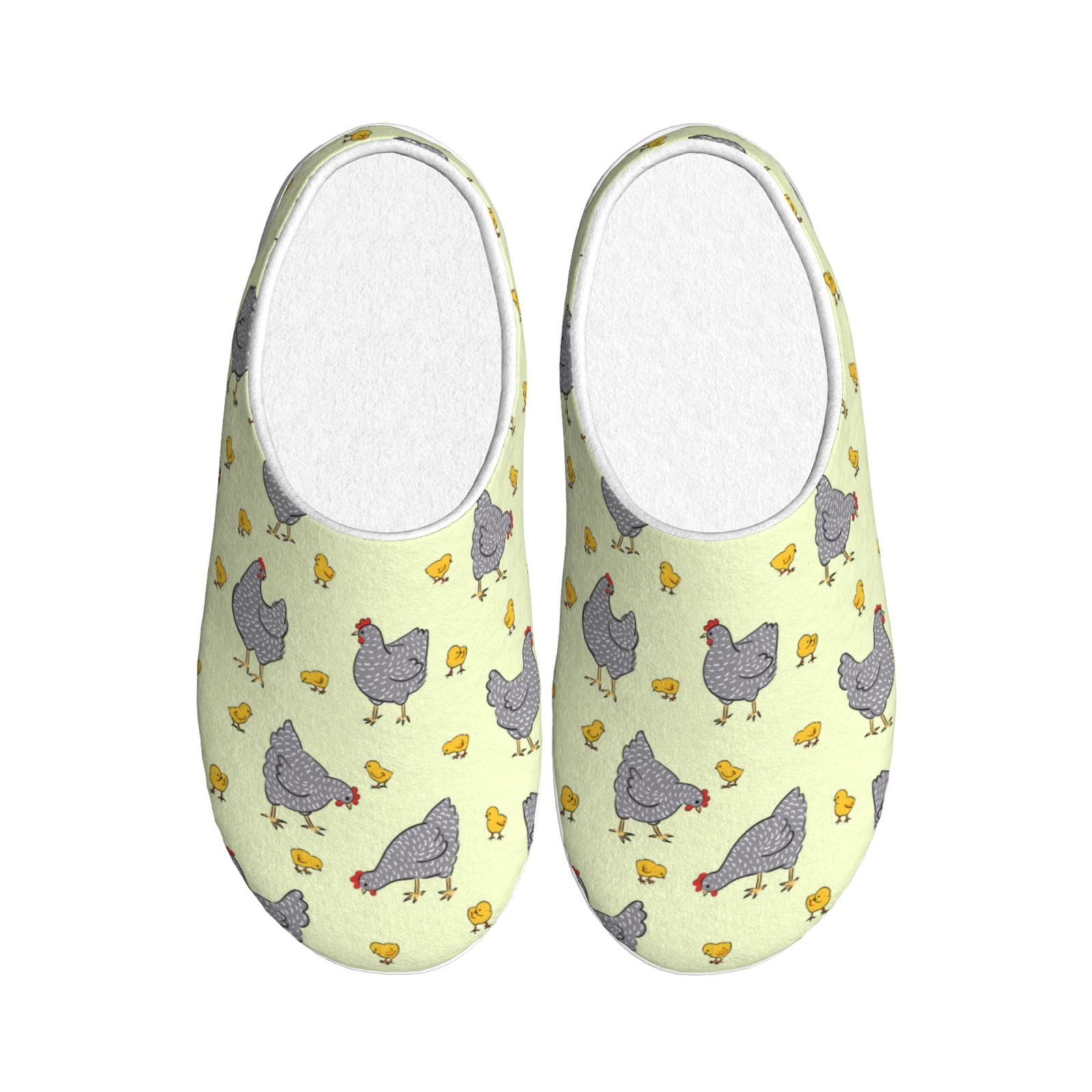 Balery Funny Chicken Pattern Women's Fuzzy Memory Foam Slippers Fluffy ...