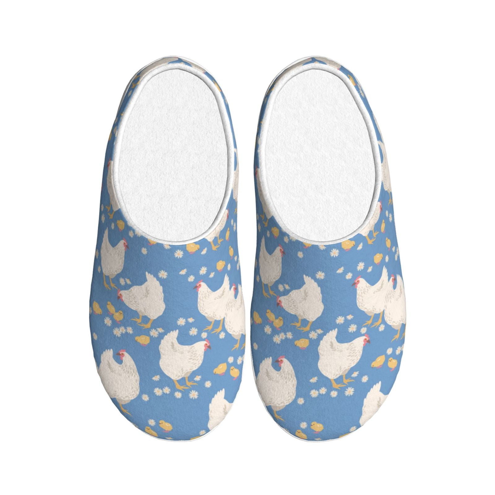 Balery Funny Chicken Pattern Women's Fuzzy Memory Foam Slippers Fluffy ...