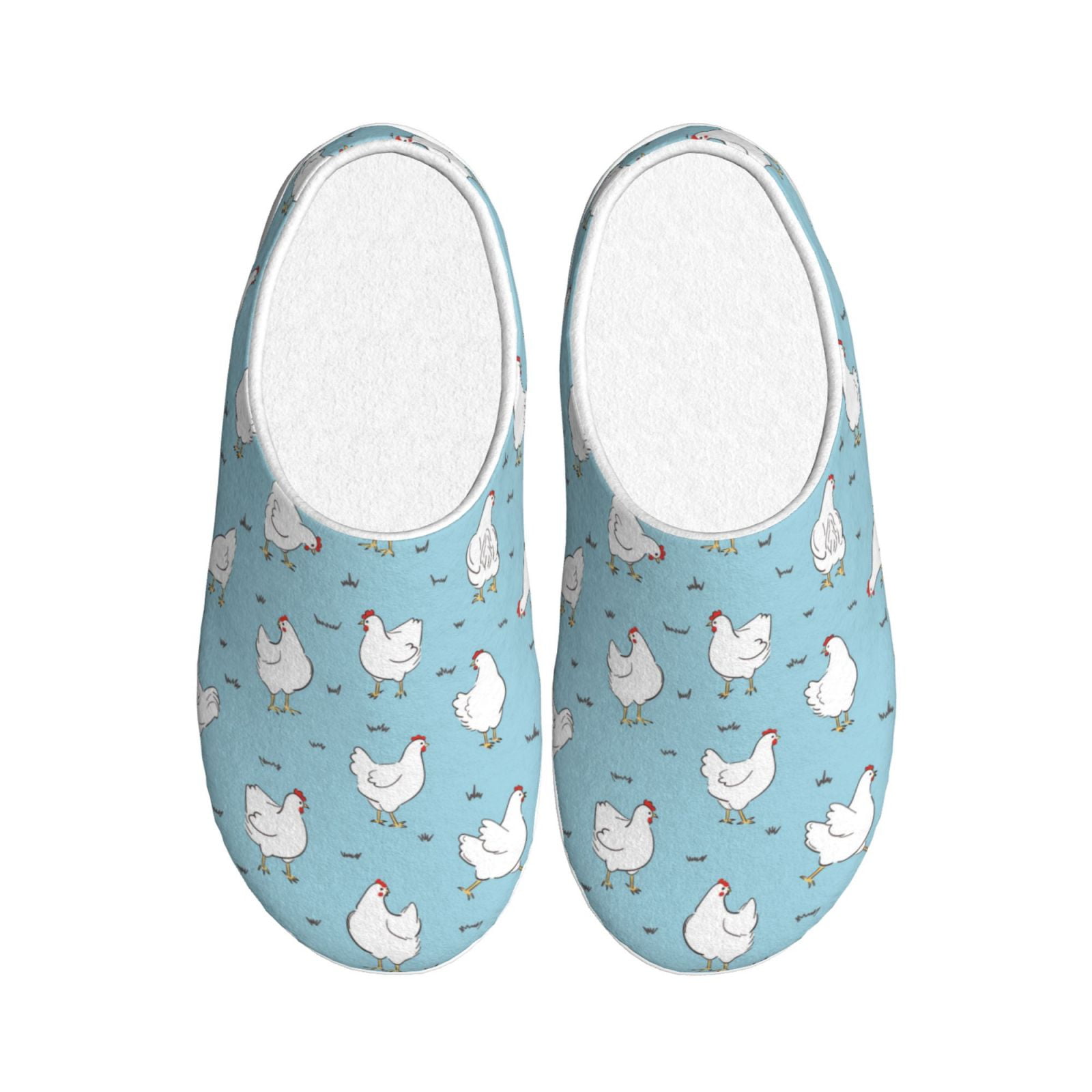 Balery Funny Chicken Pattern Women's Fuzzy Memory Foam Slippers Fluffy ...