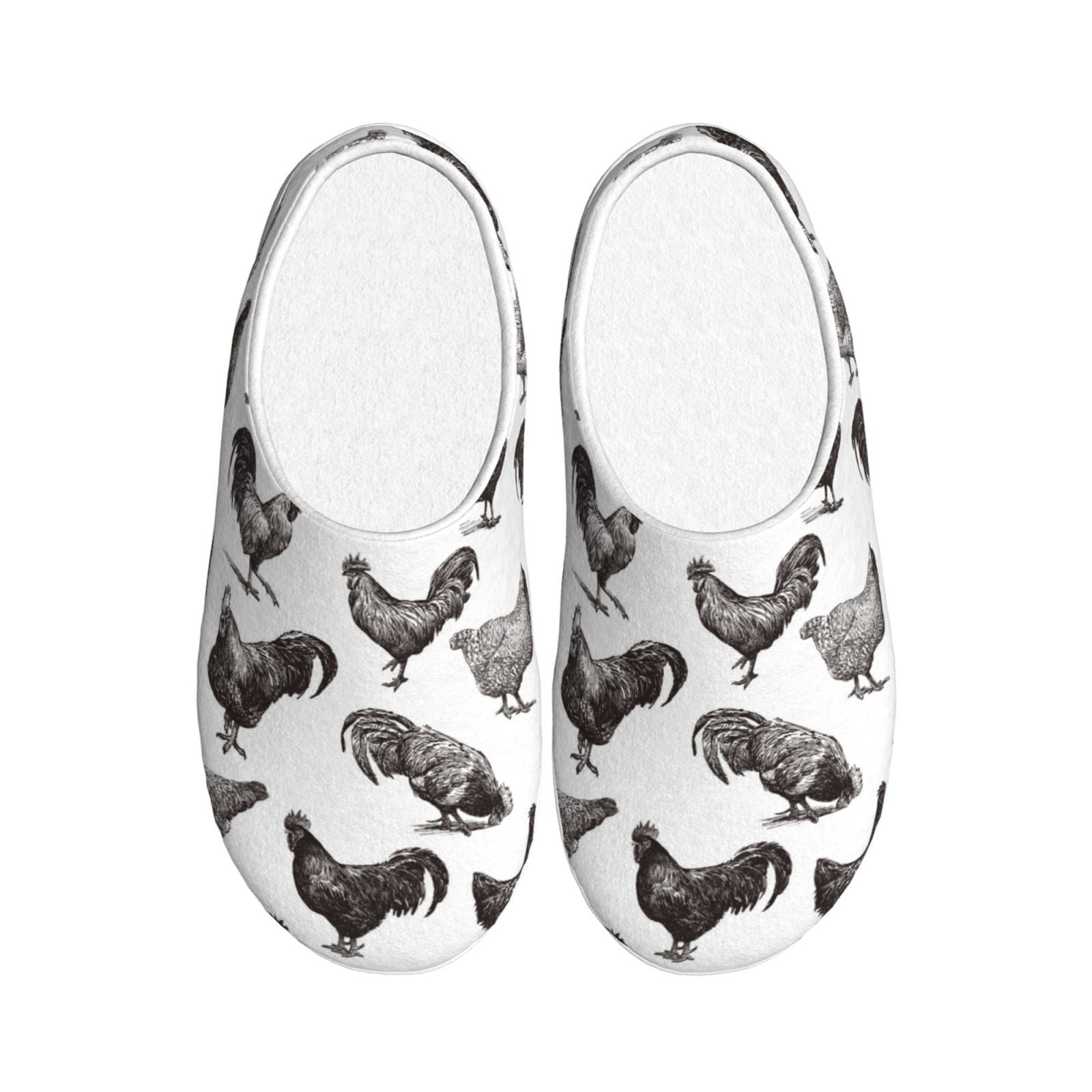 Balery Funny Chicken Pattern Women's Fuzzy Memory Foam Slippers Fluffy ...