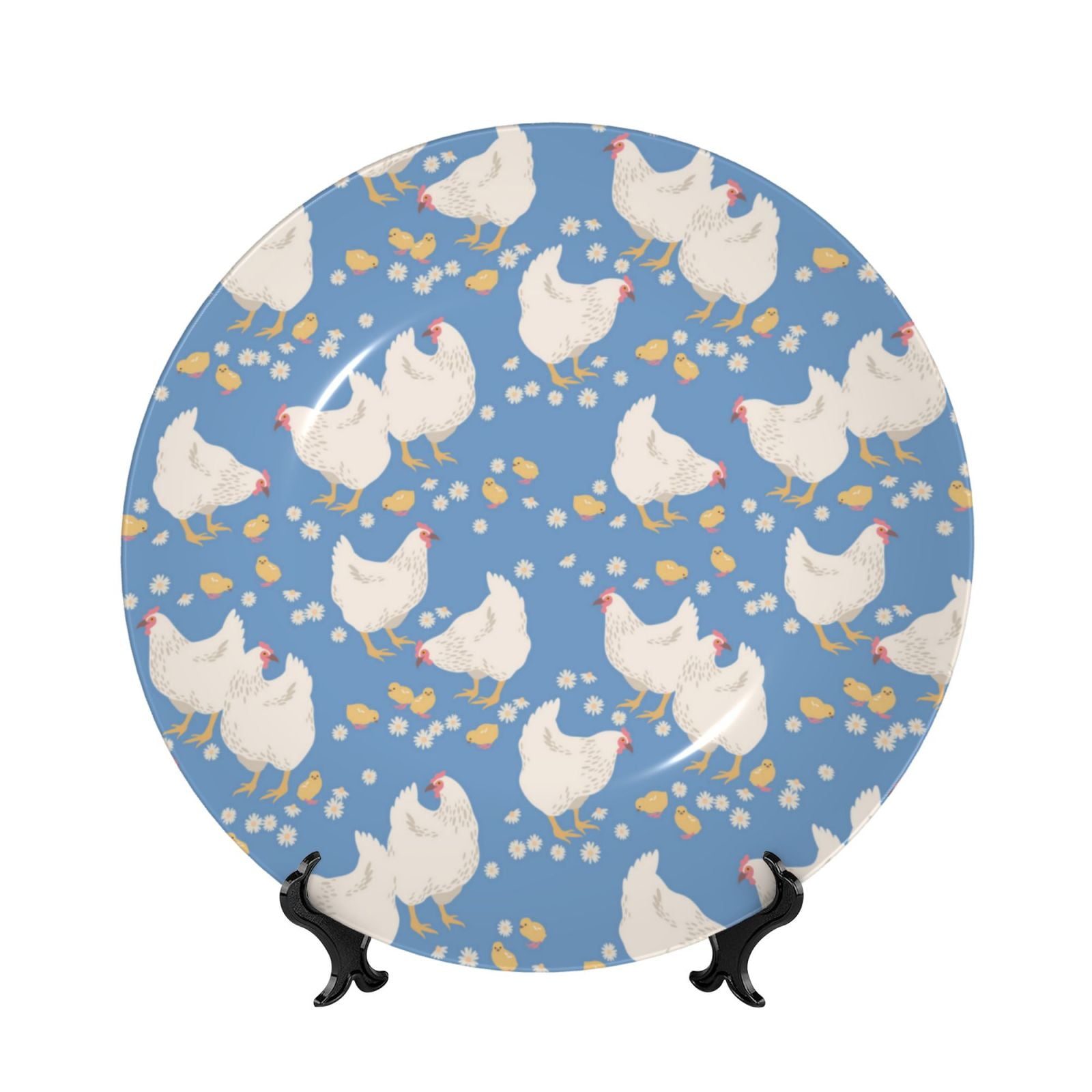Balery Funny Chicken Print Bone China Decorative Plate Ceramic Dinner ...