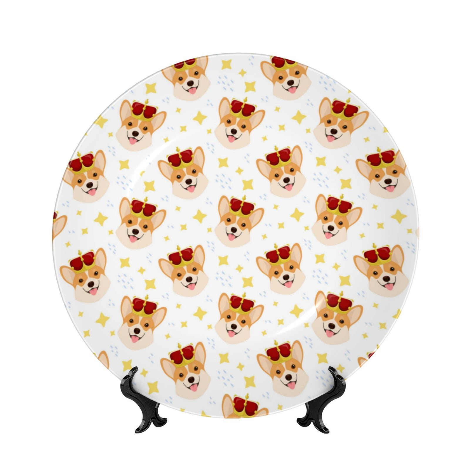Balery Funny Corgi Print Bone China Decorative Plate Ceramic Dinner ...