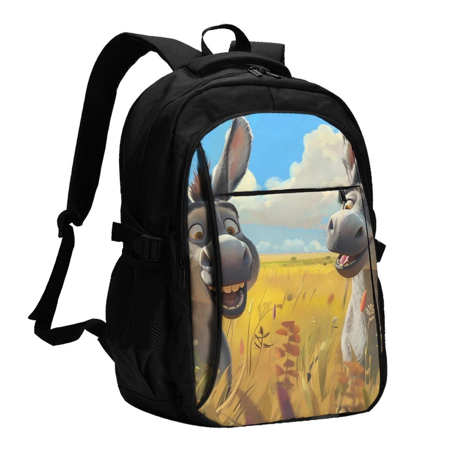 Balery Funny Countryside Donkey Print USB Charging Backpack for Men and ...