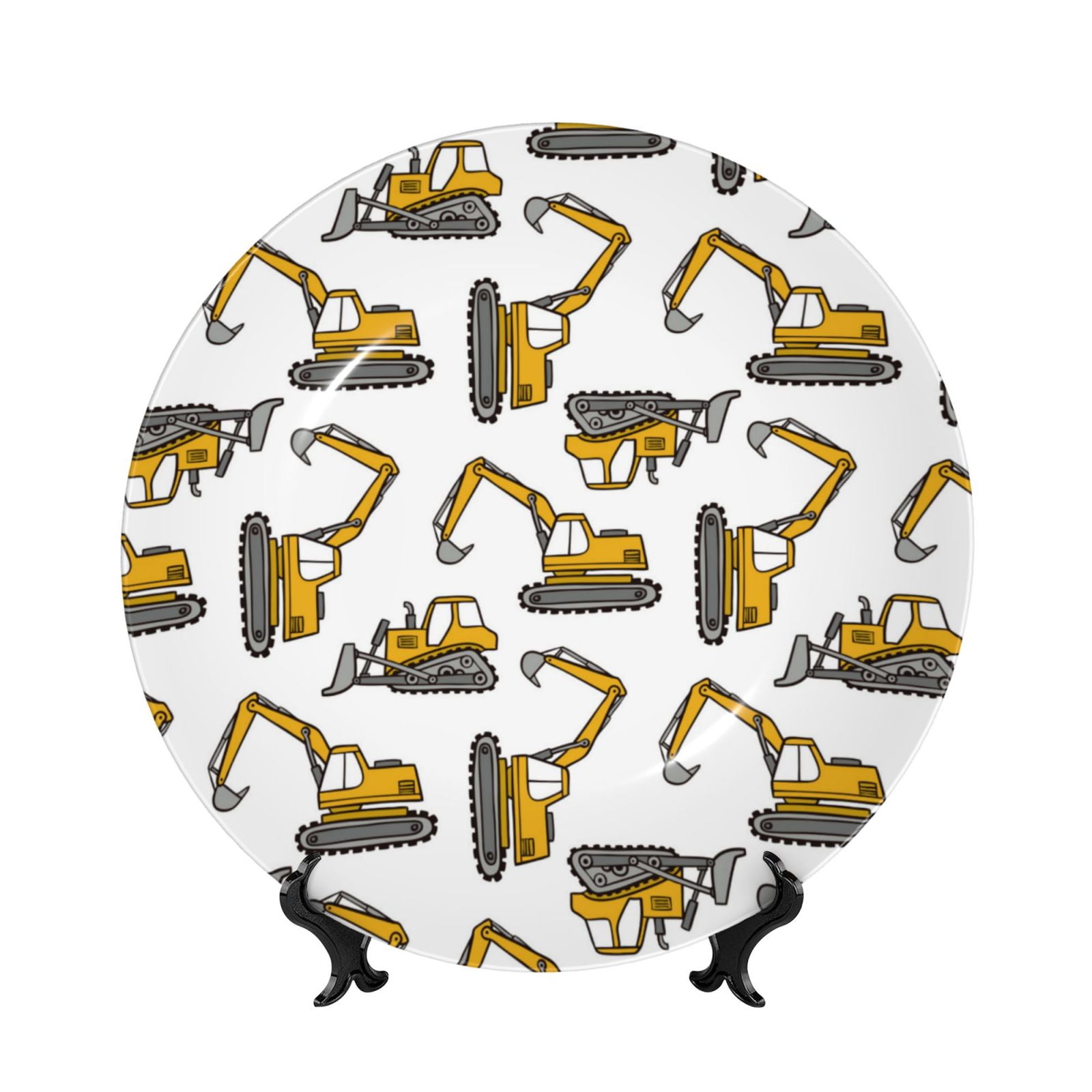 Balery Funny Excavator Print Bone China Decorative Plate Ceramic Dinner ...
