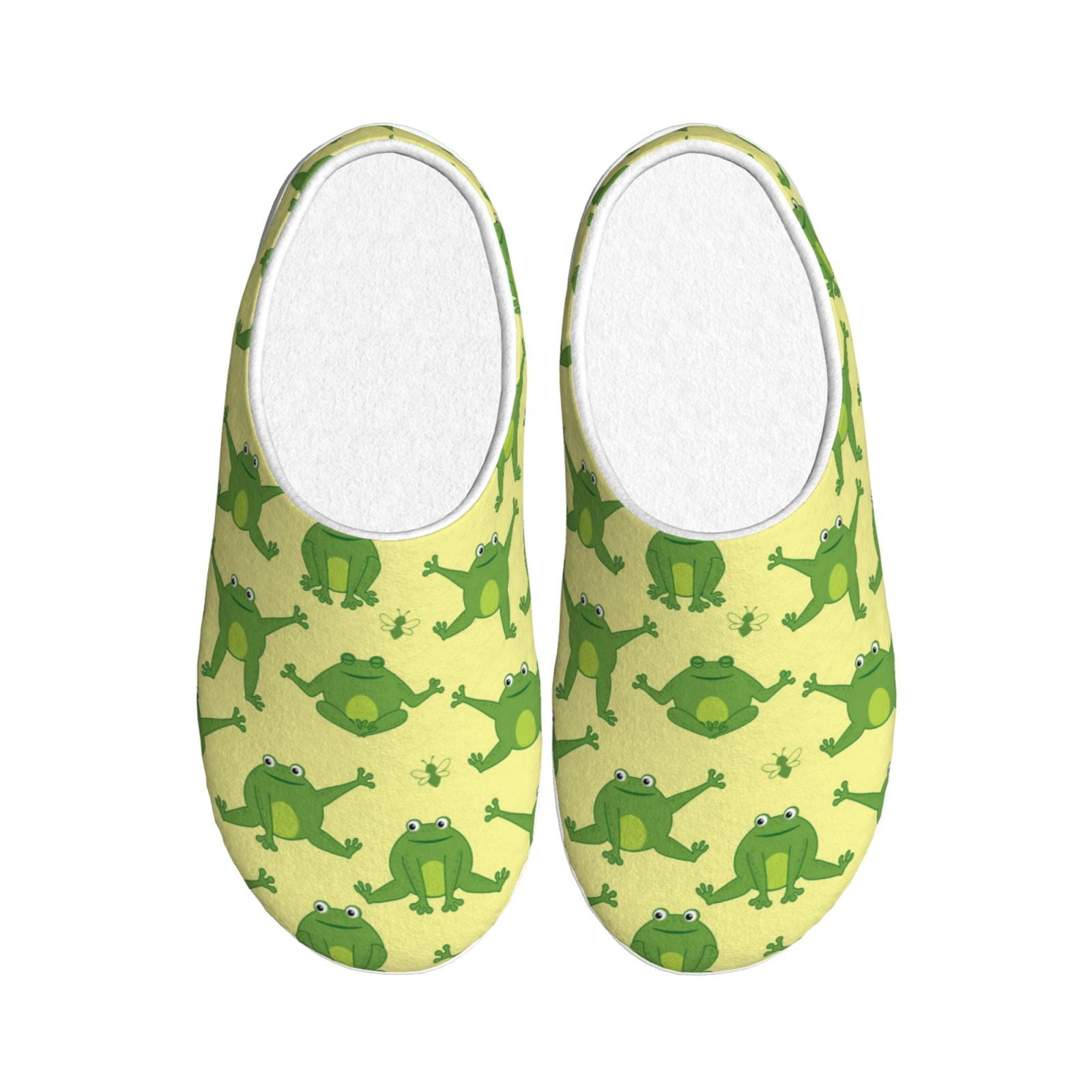 Balery Funny Frogs Pattern Women's Fuzzy Memory Foam Slippers Fluffy ...