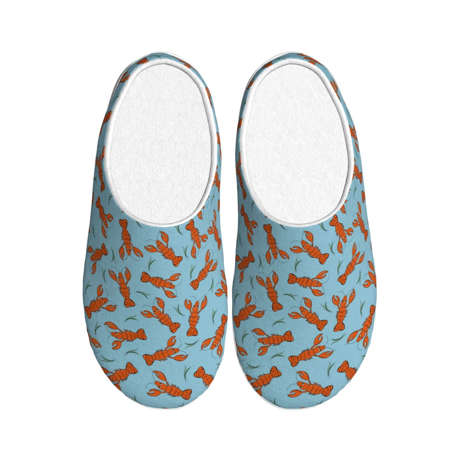 Balery Funny Lobsters Pattern Women's Fuzzy Memory Foam Slippers Fluffy ...