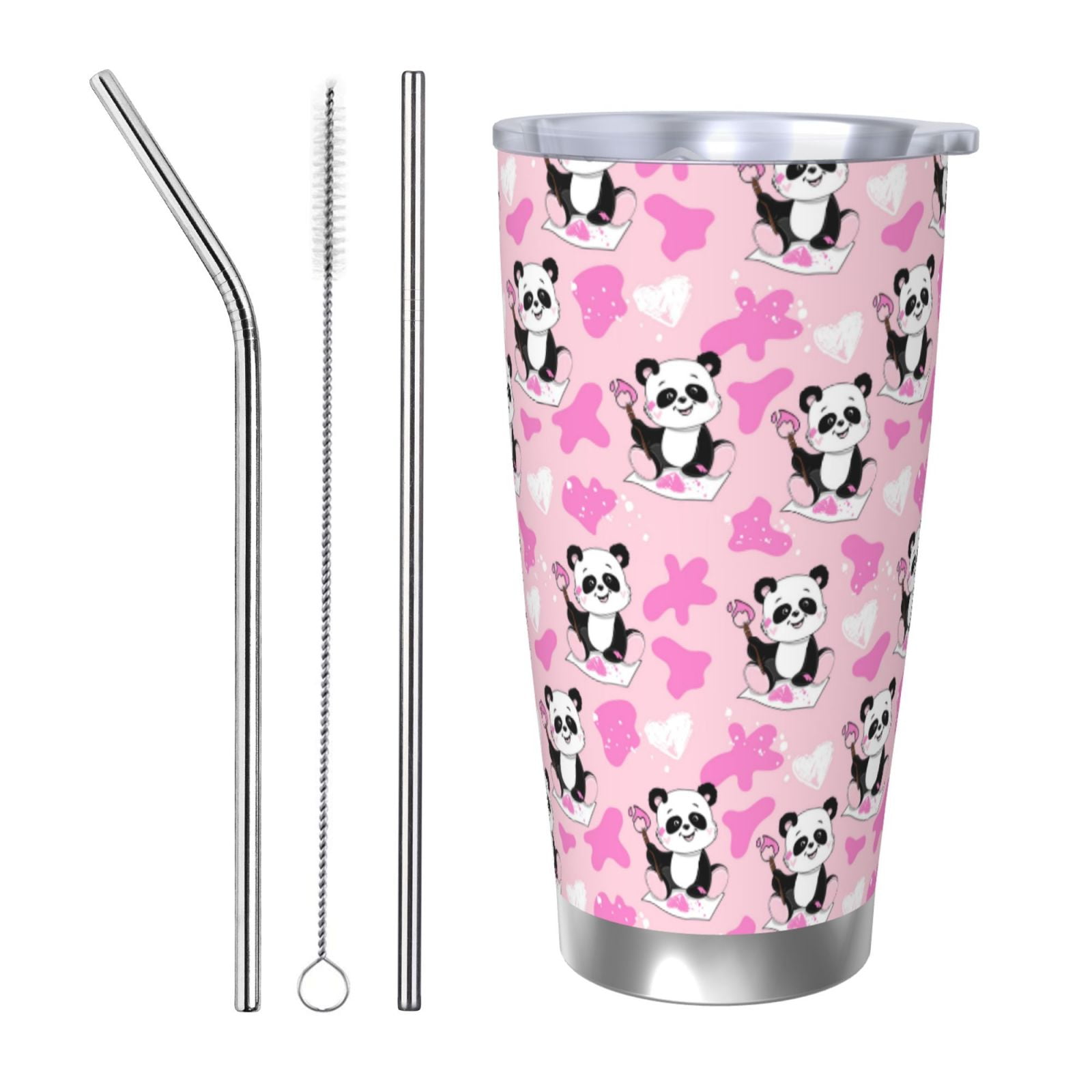 Balery Funny Panda Draws A Heart Pattern 20oz Insulated Car Cup with ...
