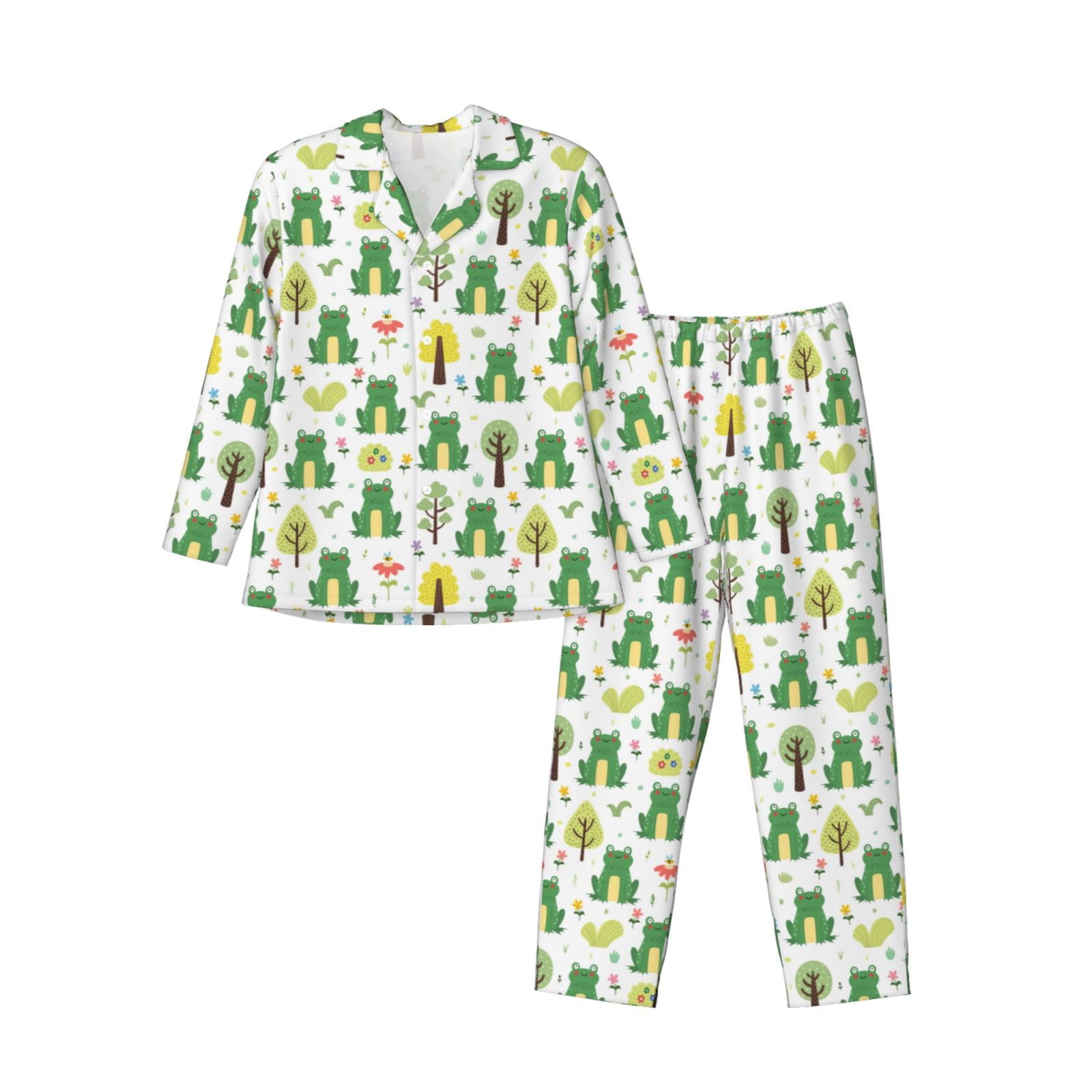 Balery Funny Toad Pattern Pajama Sets for Men Long Sleeve 2 Piece ...