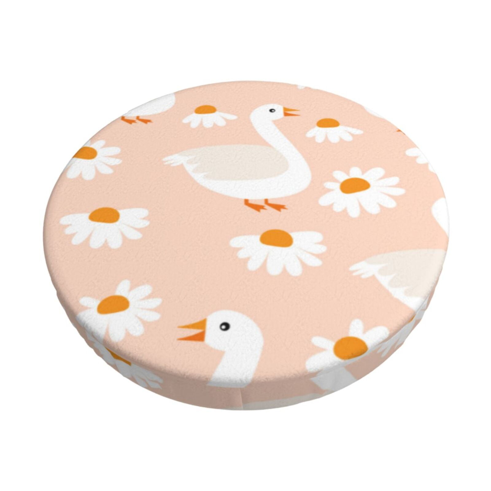 Balery Geese and Flower Round Bar Stool Seat Covers Velvet Fabric ...