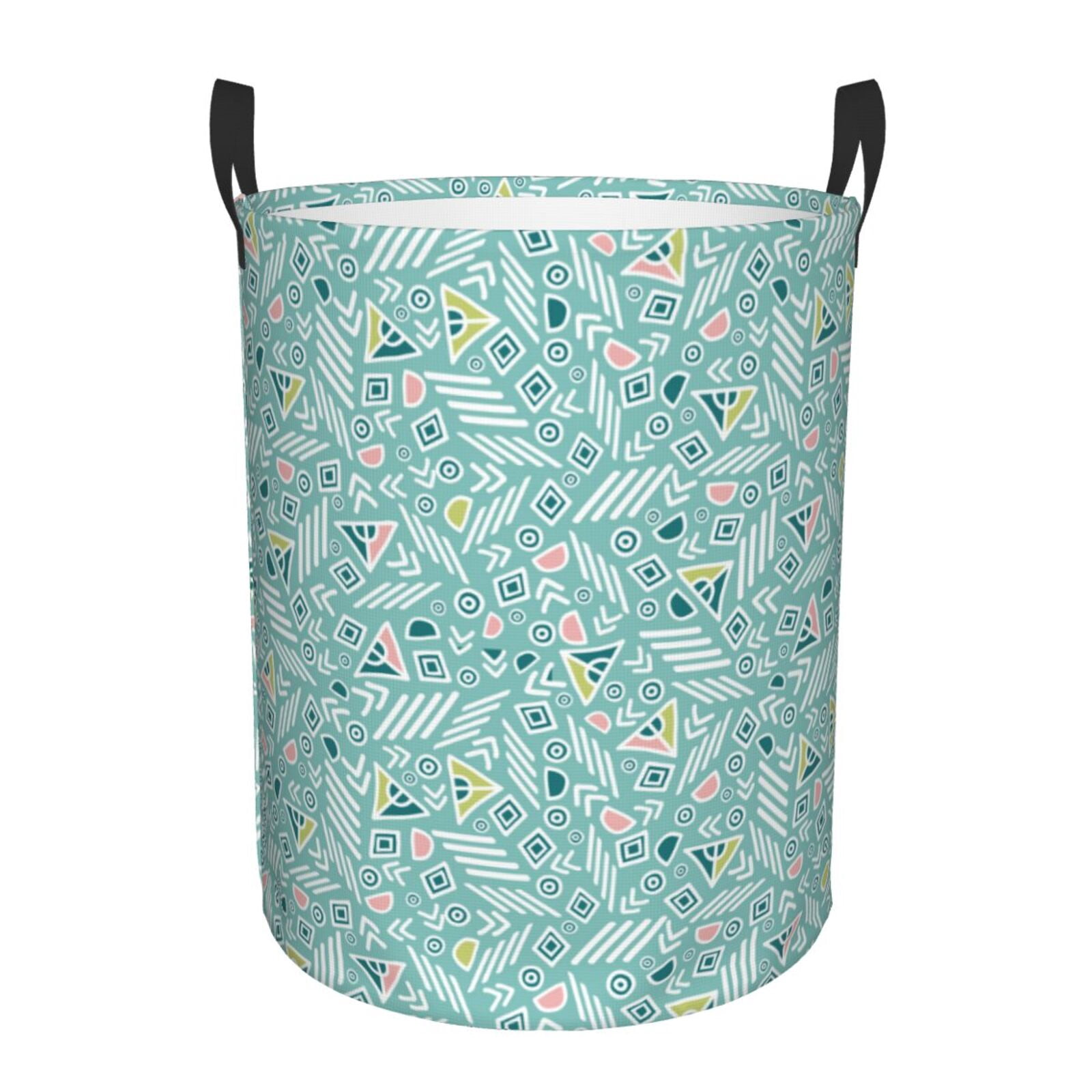 Balery Geometric Elements Round Laundry Basket with Handles Waterproof ...