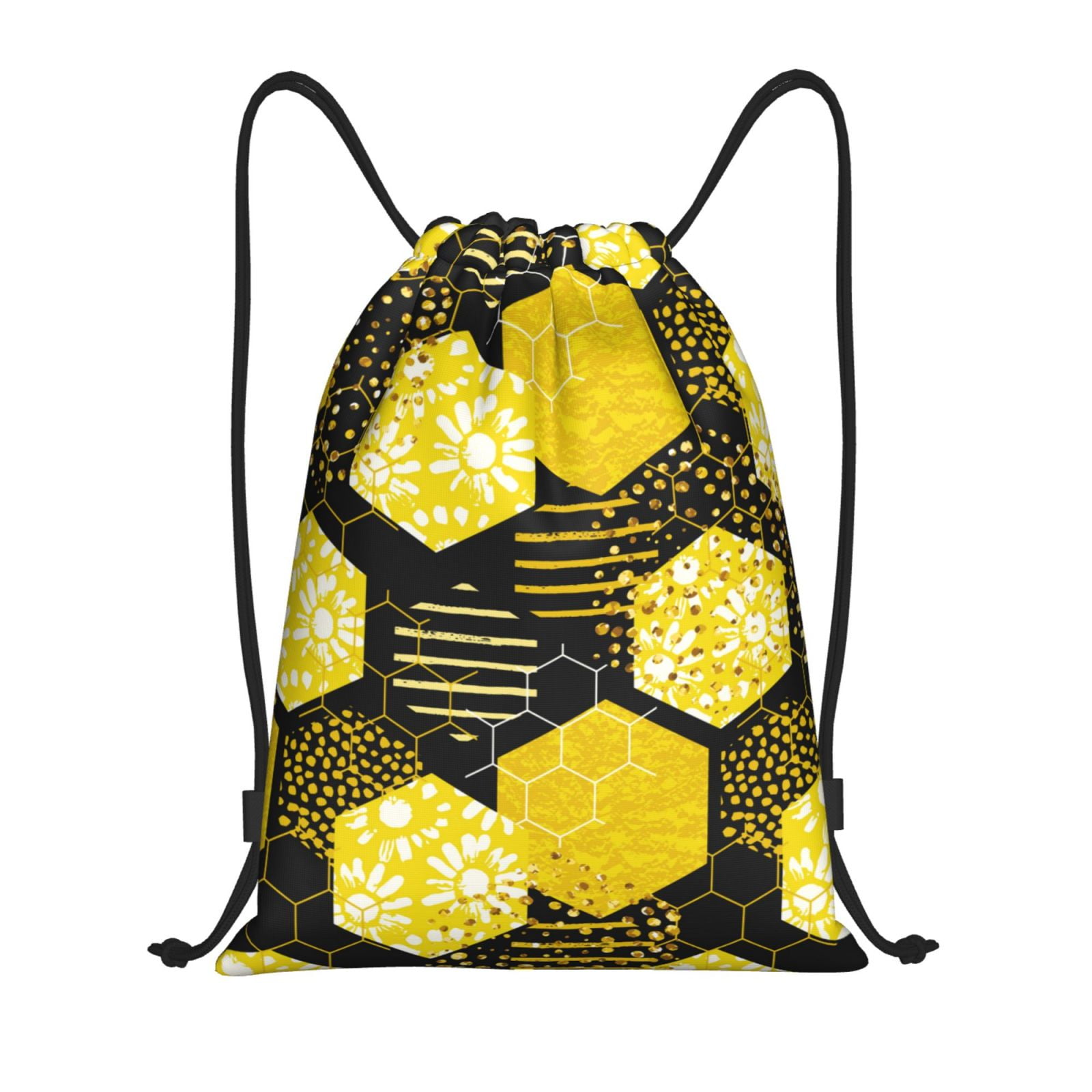 Balery Geometric Pattern with Bee Pattern Drawstring Backpack Bag Sport ...