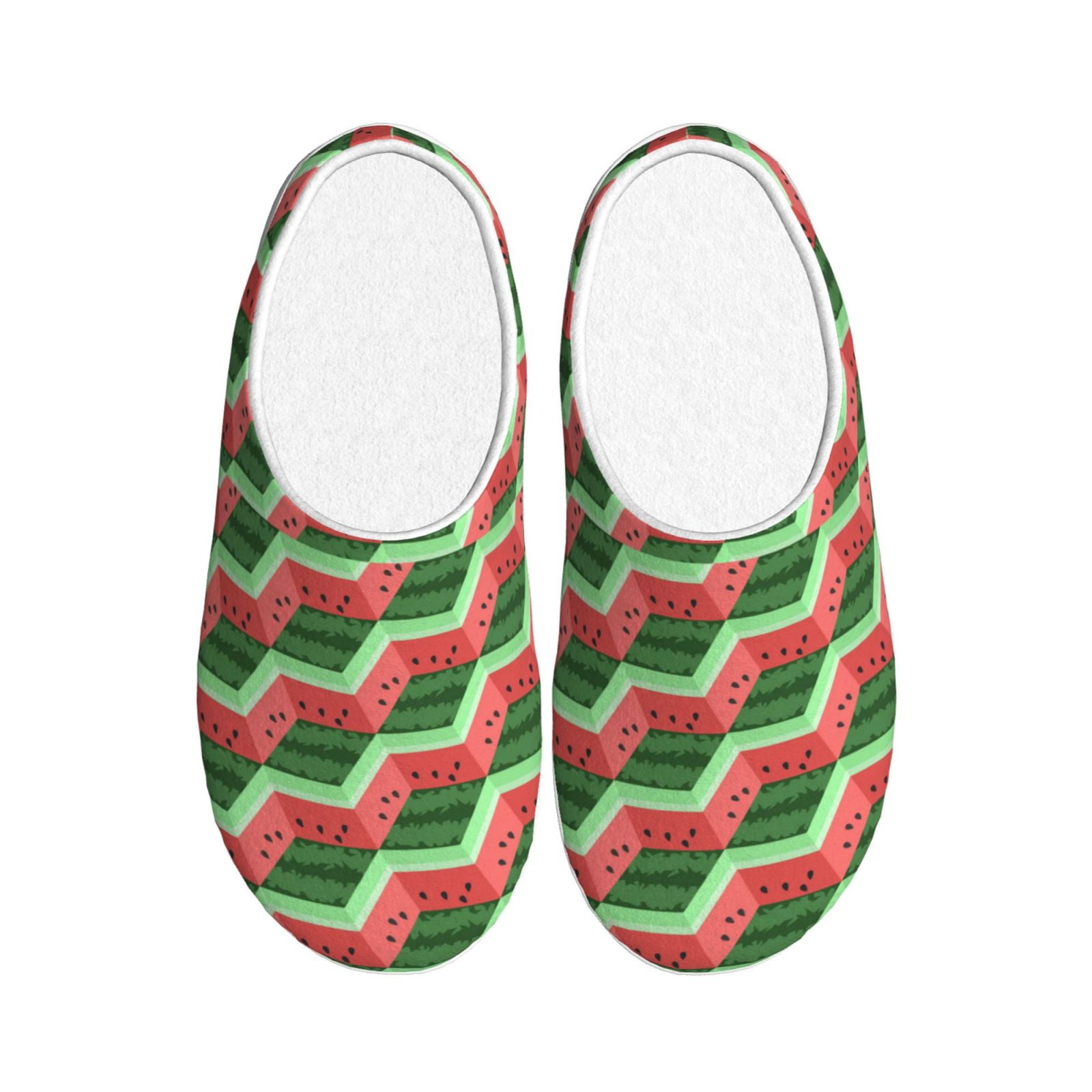 Balery Geometric Watermelon Pattern Women's Fuzzy Memory Foam Slippers ...