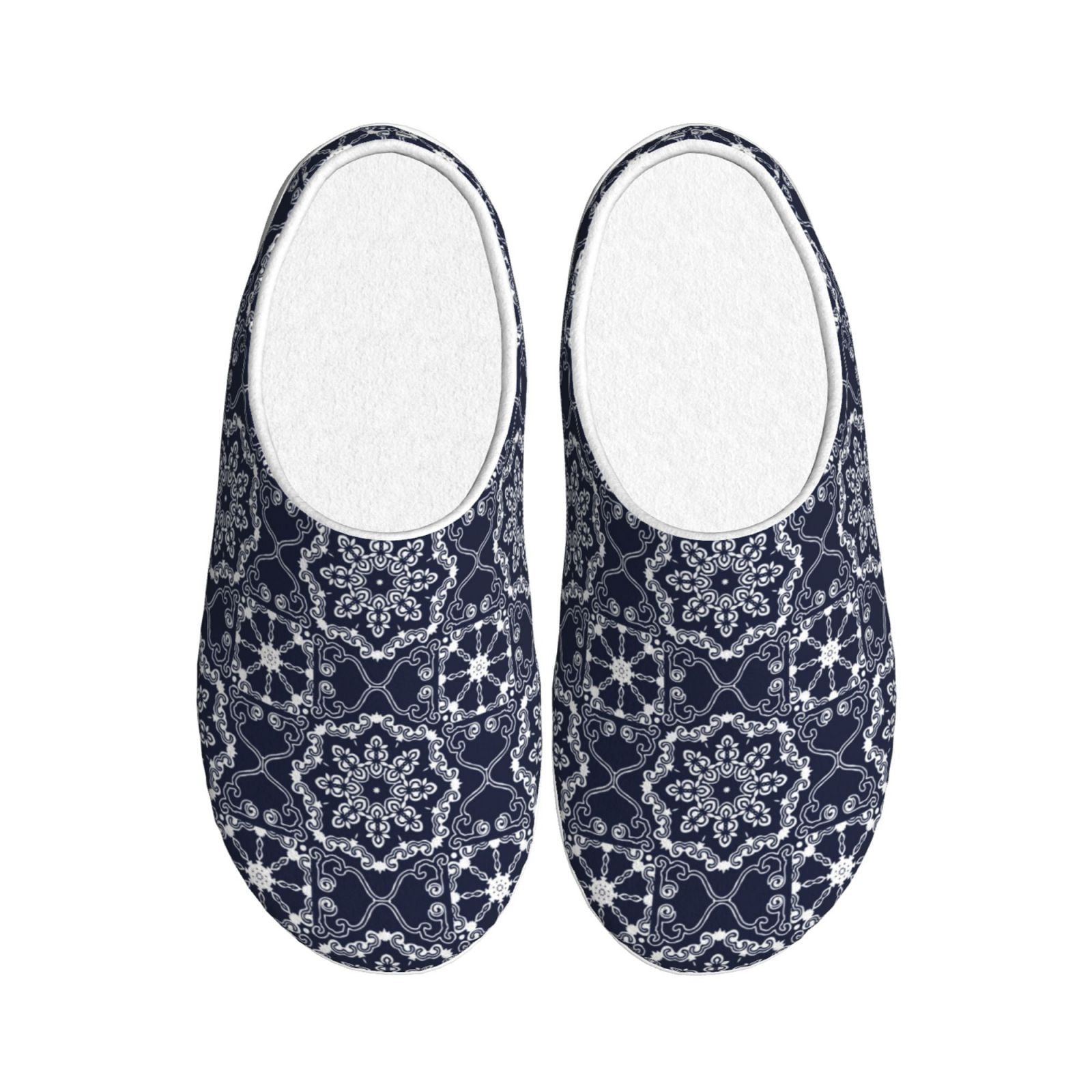 Balery Geometry Flower Pattern Women's Fuzzy Memory Foam Slippers ...