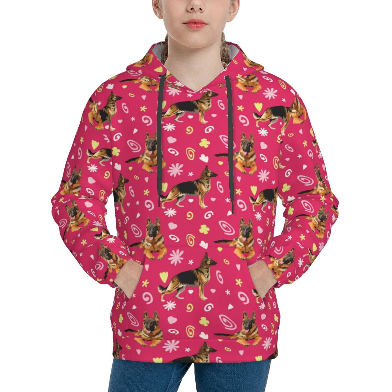 Balery German Shepherd Dog Pattern Boys Hoodie, Youth Pullover Hooded ...