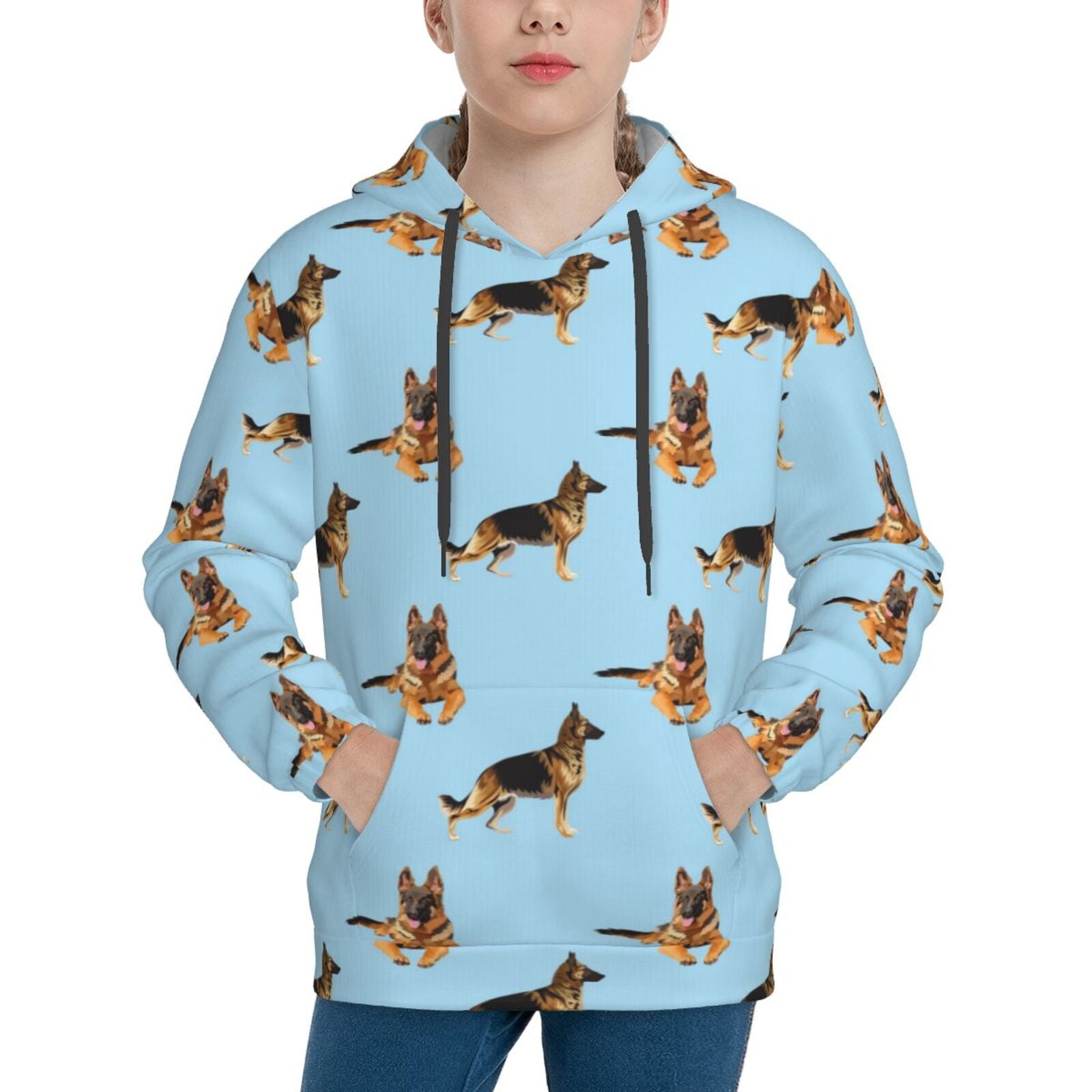 Balery German Shepherd Dog Pattern Boys Hoodie, Youth Pullover Hooded ...