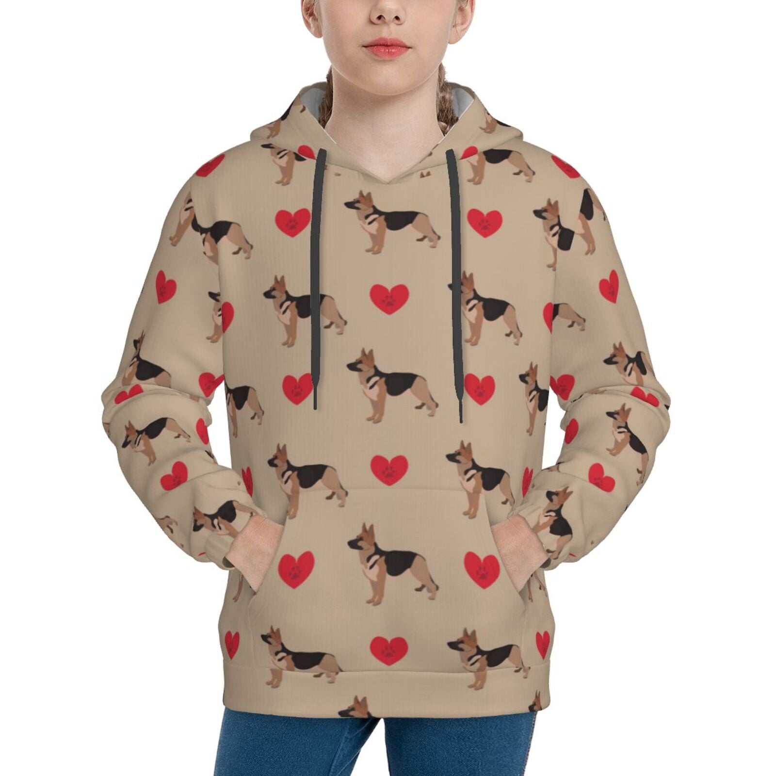 Balery German Shepherd Dog Pattern Boys Hoodie, Youth Pullover Hooded ...