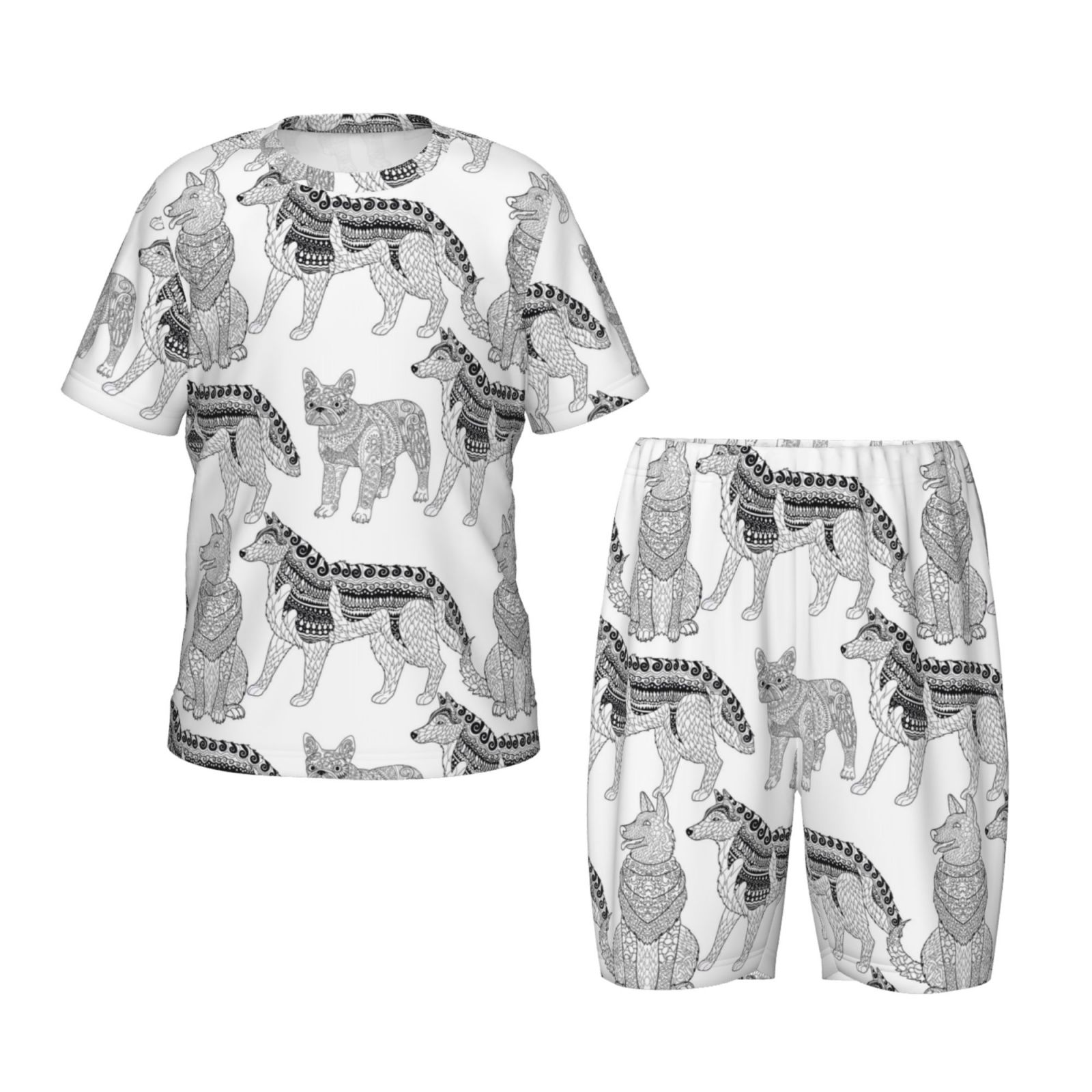 Balery German Shepherd Dog Pattern Kids’ Short-Sleeved Pajama Set ...