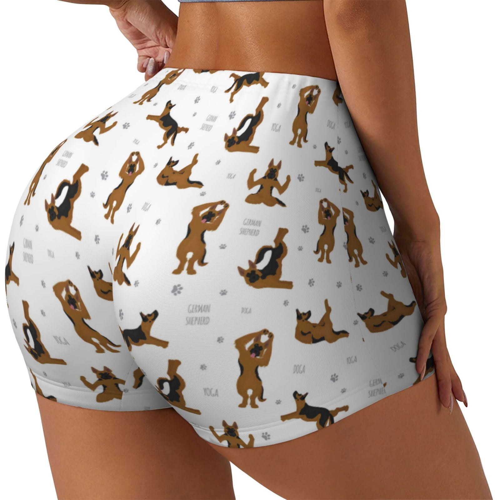 Balery German Shepherd Dog Printed Workout Shorts for Women Seamless Scrunch Short Gym Yoga ...