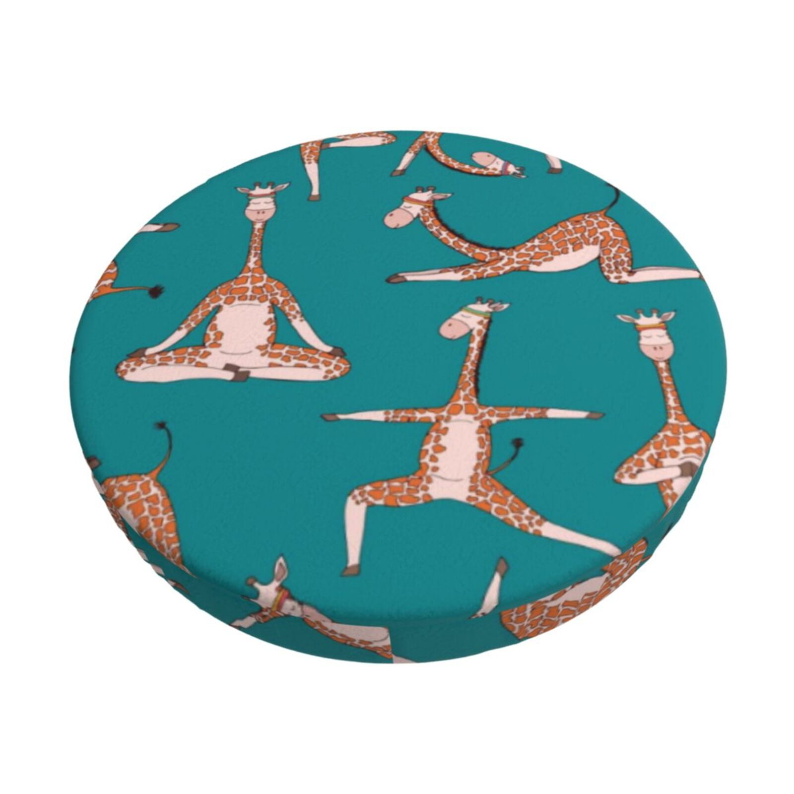 Balery Giraffes Doing Various Yoga Round Bar Stool Seat Covers Velvet ...