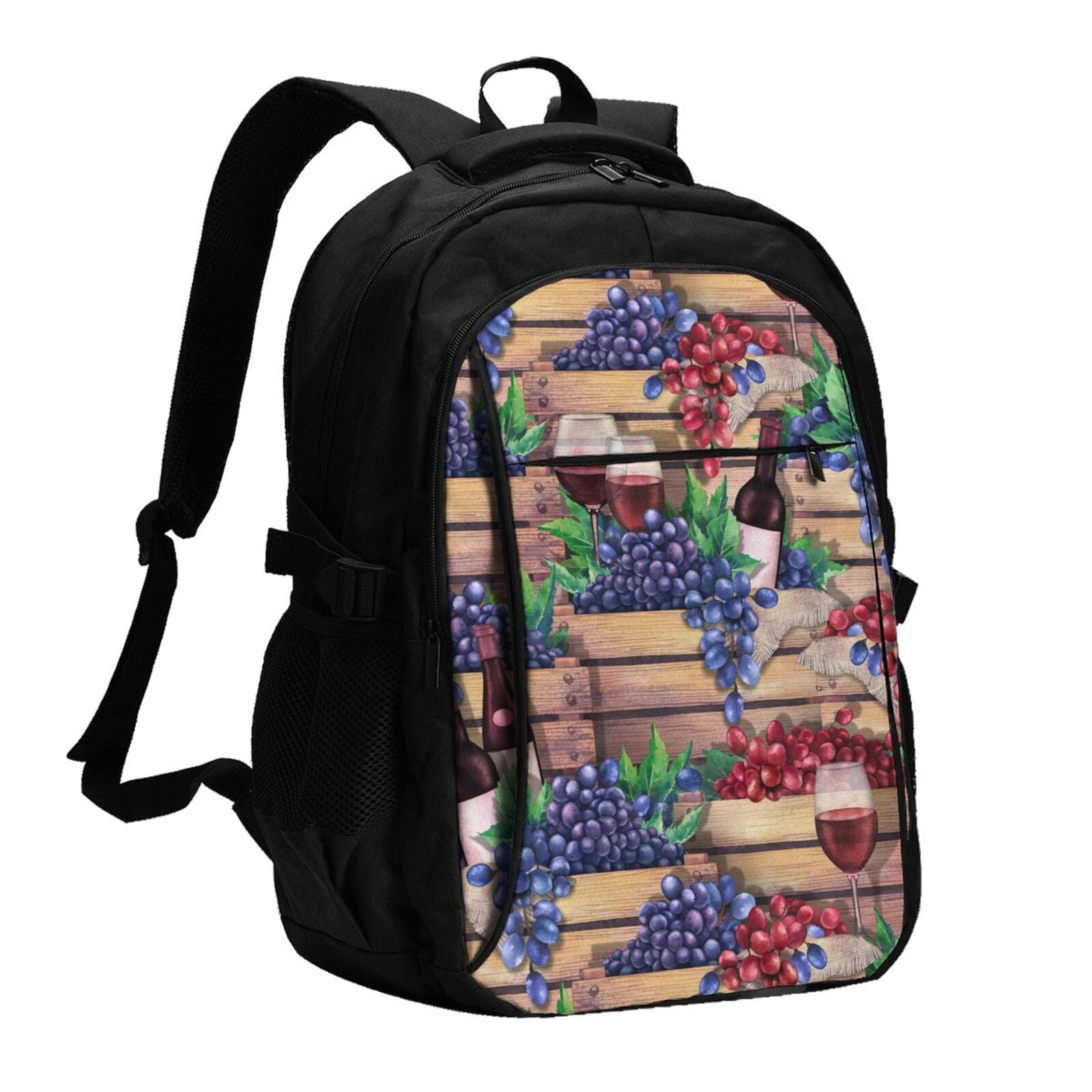 Balery Glasses Of Red Wine 1 Print USB Charging Backpack for Men and ...