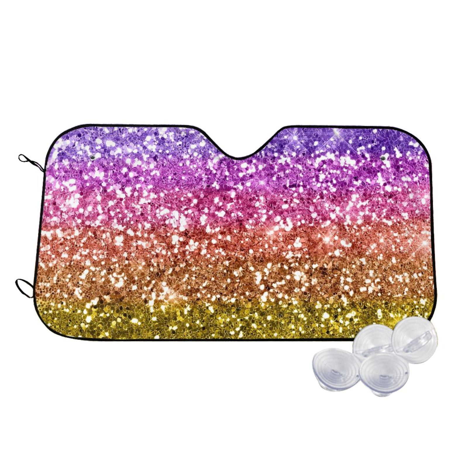 Balery Glitter Rainbow Windshield Sun Shade, Car Front Window Sunshade ...