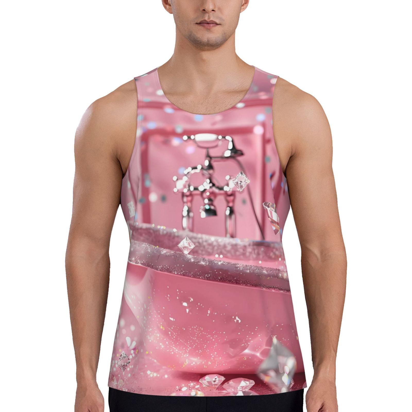 Balery Glittering Pink Bathtub Pattern Men's Workout Tank Top Gym ...