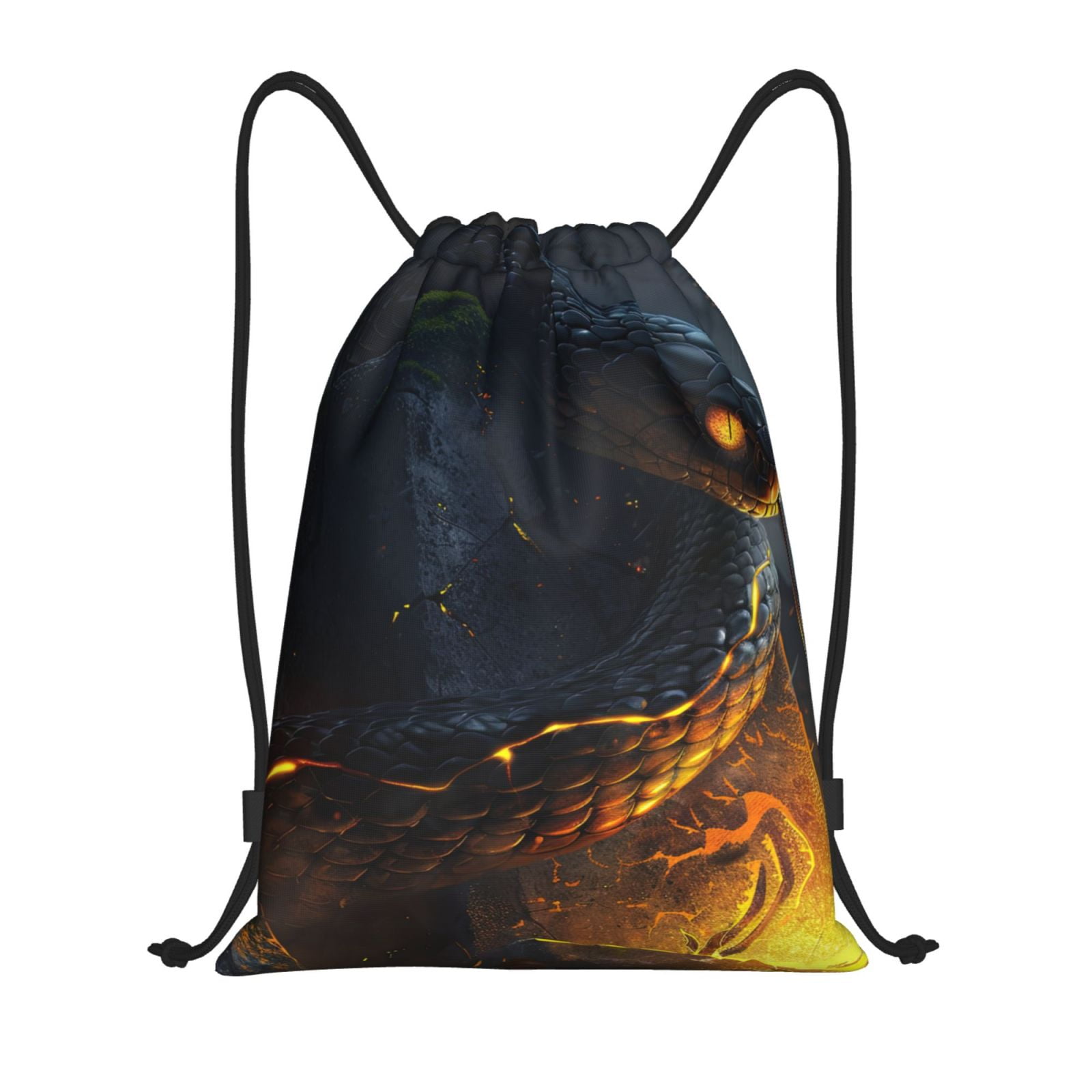Balery Glowing Snake Dark Forest Pattern Drawstring Backpack Bag Sport ...