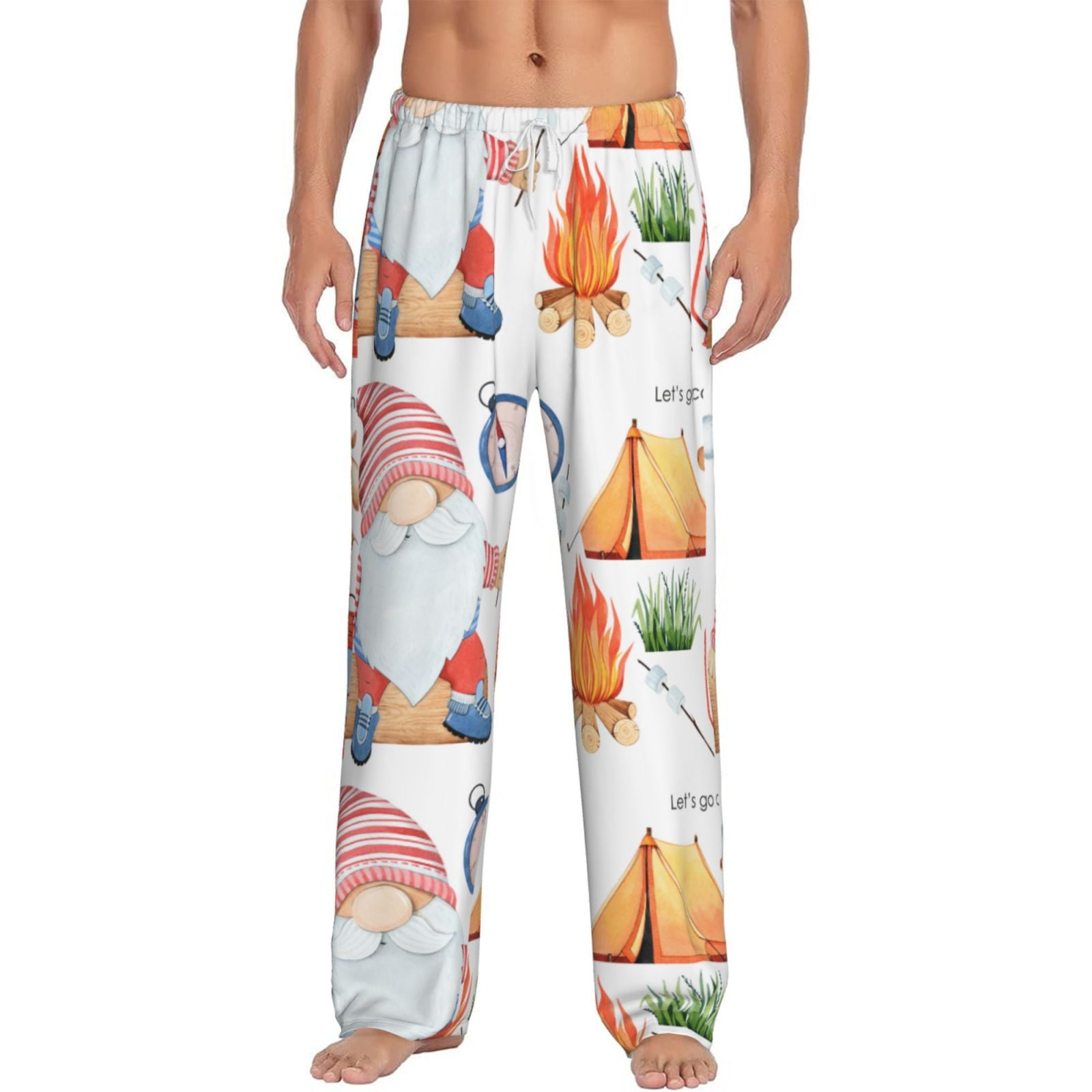 Balery Gnome Camping print Men's Pajama Pants,Ultra Lightweight Pjs ...