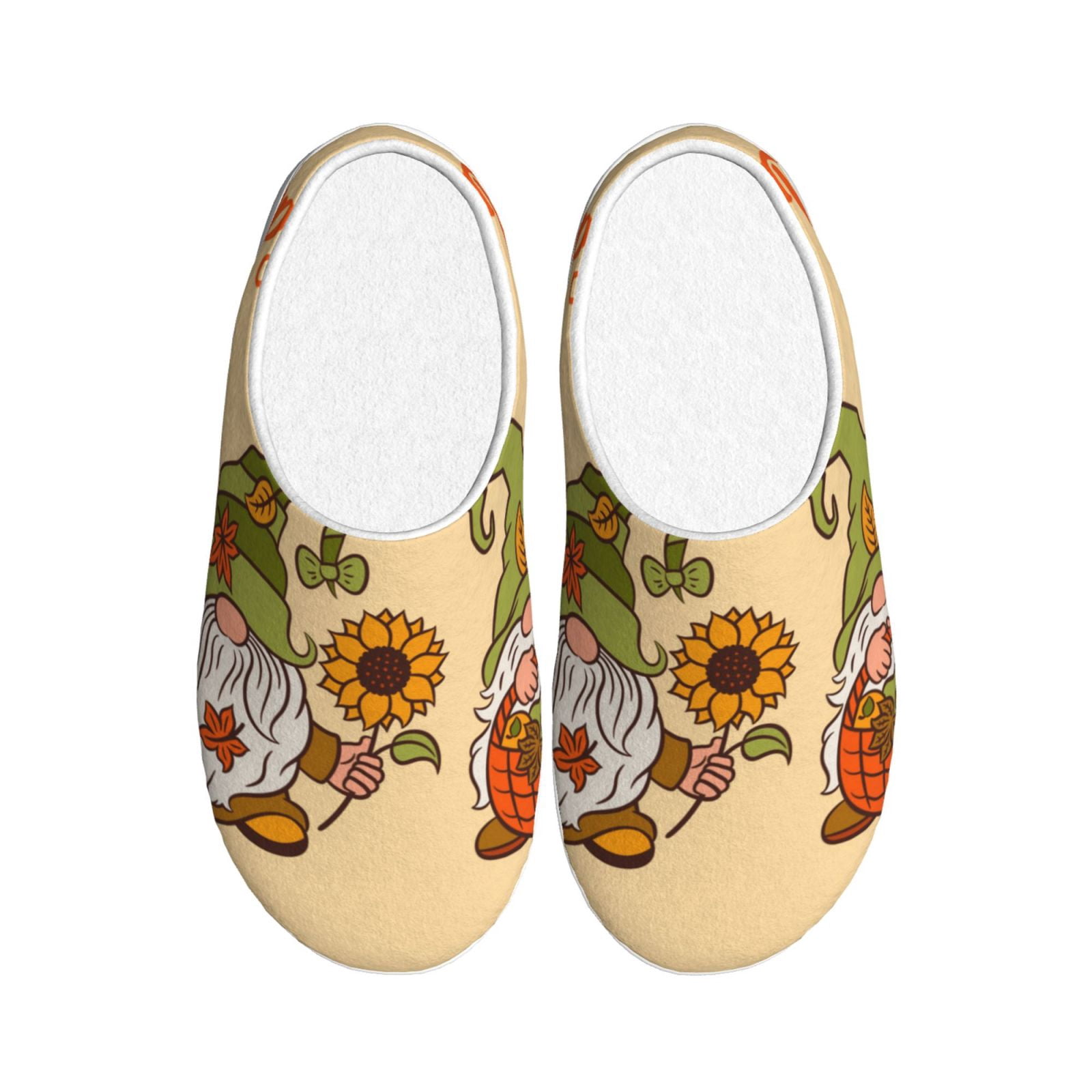 Balery Gnomes Happy Thanksgiving Pattern Women's Fuzzy Memory Foam ...