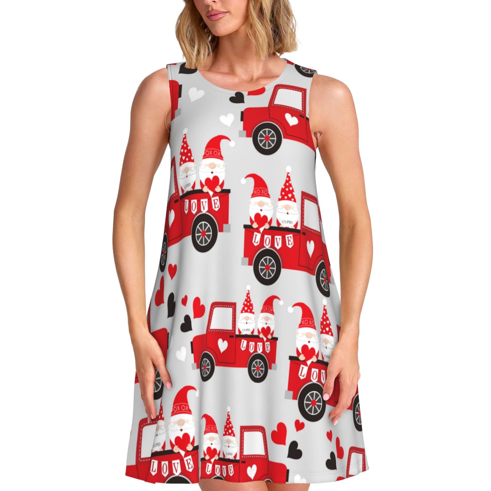 Balery Gnomes On The Car Pattern Women’s Summer Dresses – Loose ...