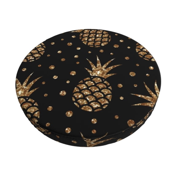 Balery Gold Glitter Pineapples Velvet Round Bar Chair Cushion Cover ...