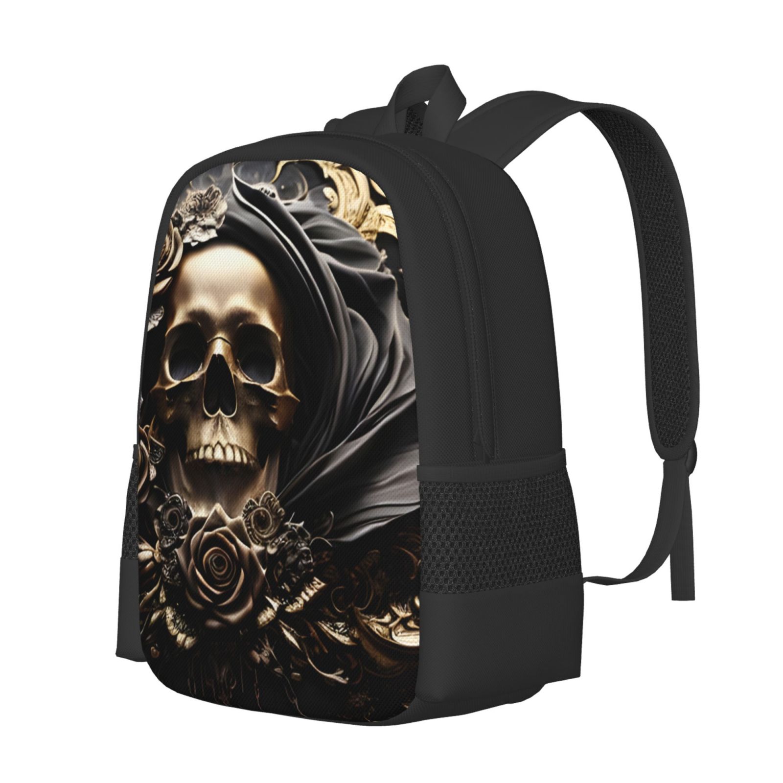 Balery Gold Rose Skull Backpack for Men and Women - Durable 600D Oxford ...