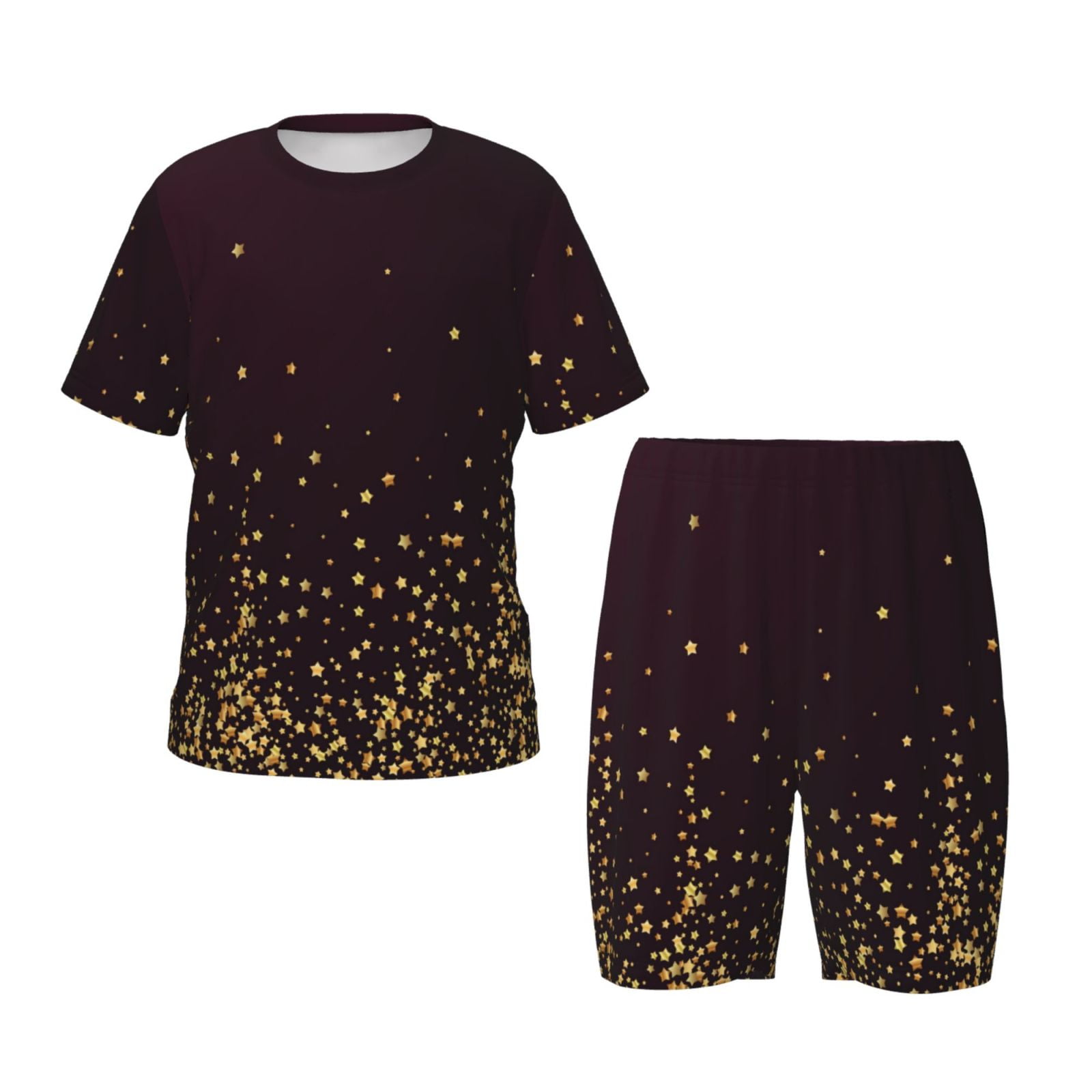 Balery Gold stars luxury sparkling Pattern Kids’ Short-Sleeved Pajama Set – Soft Cotton ...