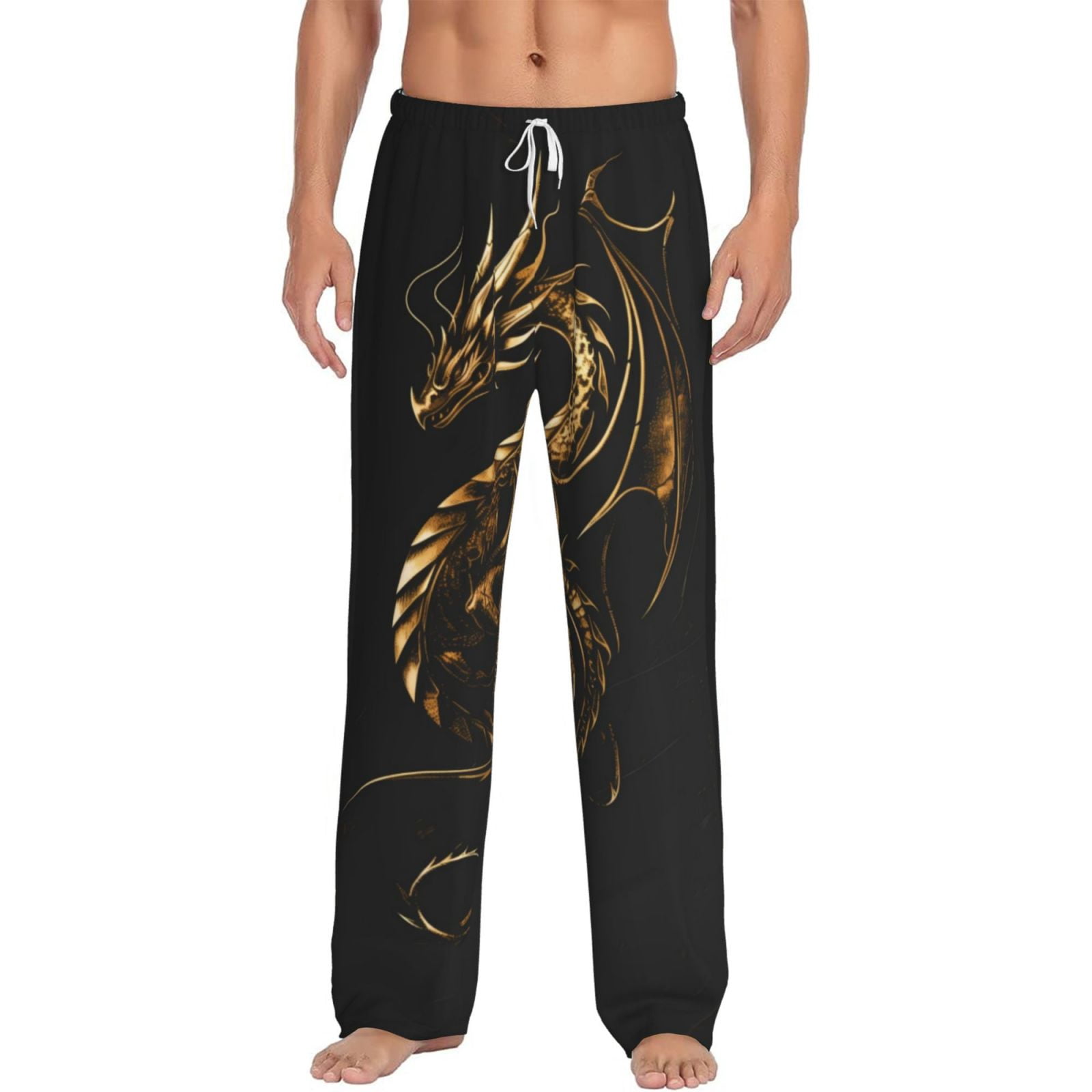 Balery Golden Dragon Tattoo Art print Men's Pajama Pants,Ultra ...