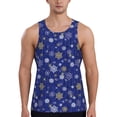Balery Golden Snowflakes Royal Blue Pattern Men's Workout Tank Top Gym ...